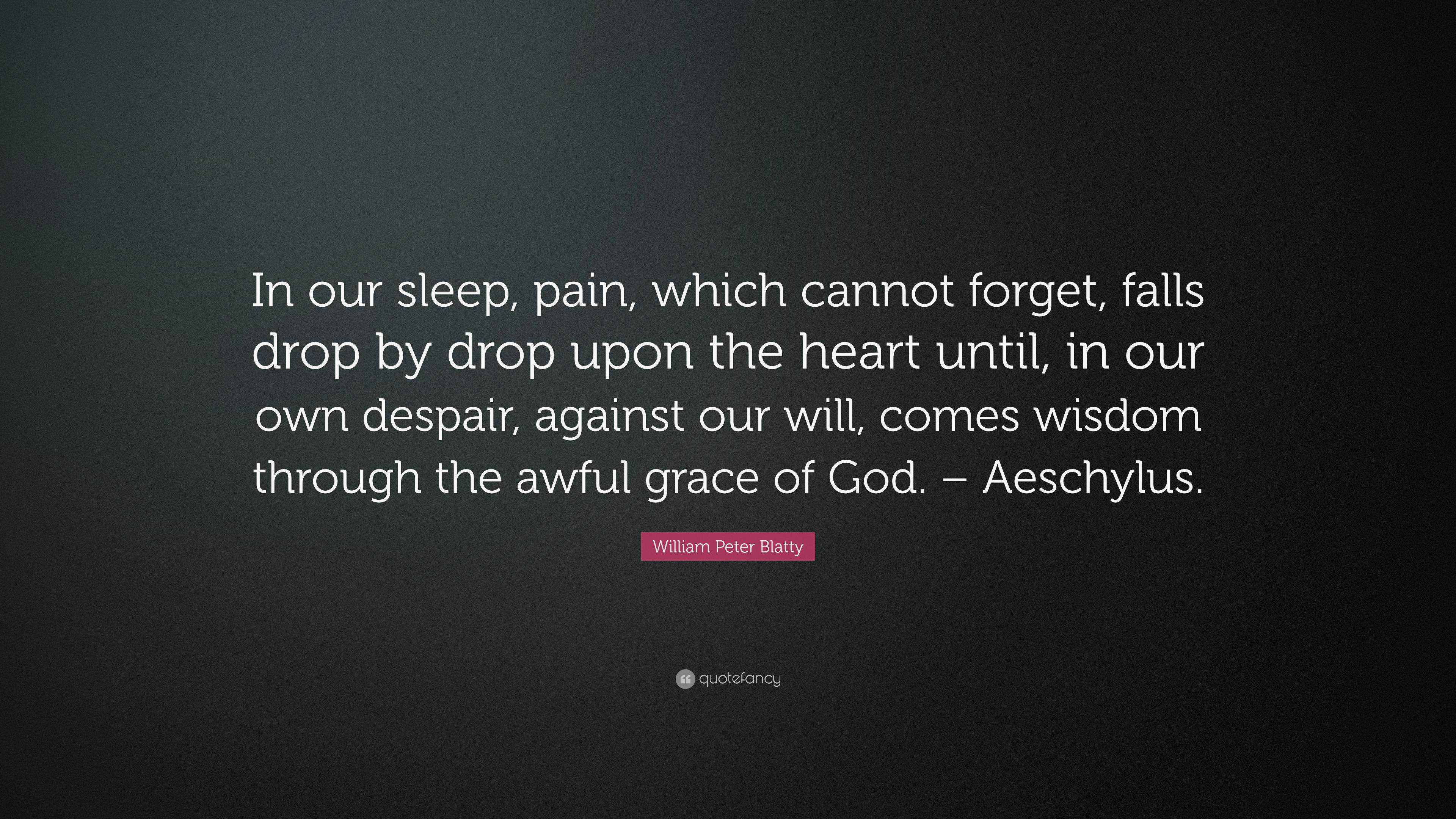 William Peter Blatty Quote: “In our sleep, pain, which cannot forget ...
