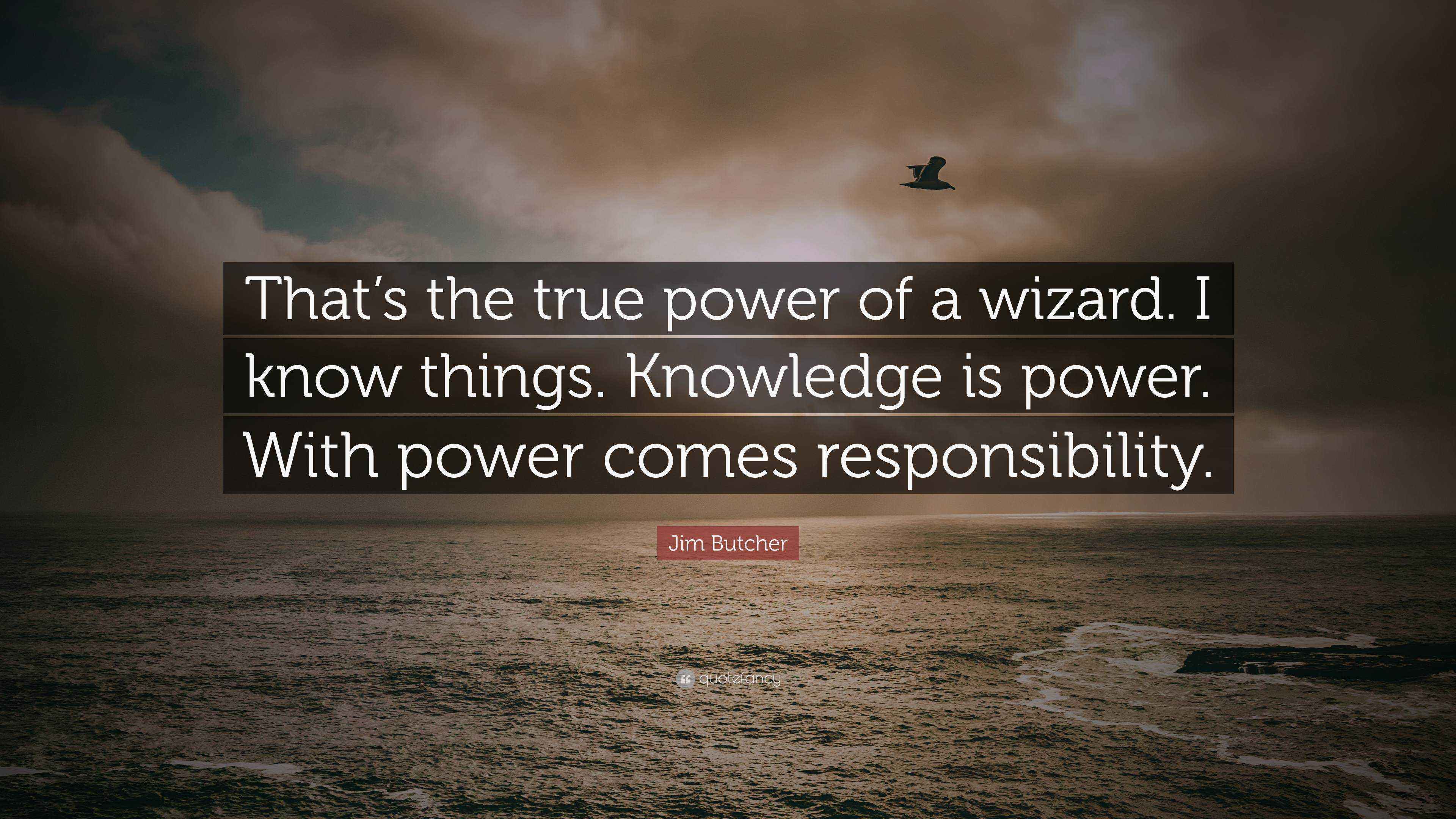 Jim Butcher Quote: “That’s the true power of a wizard. I know things ...