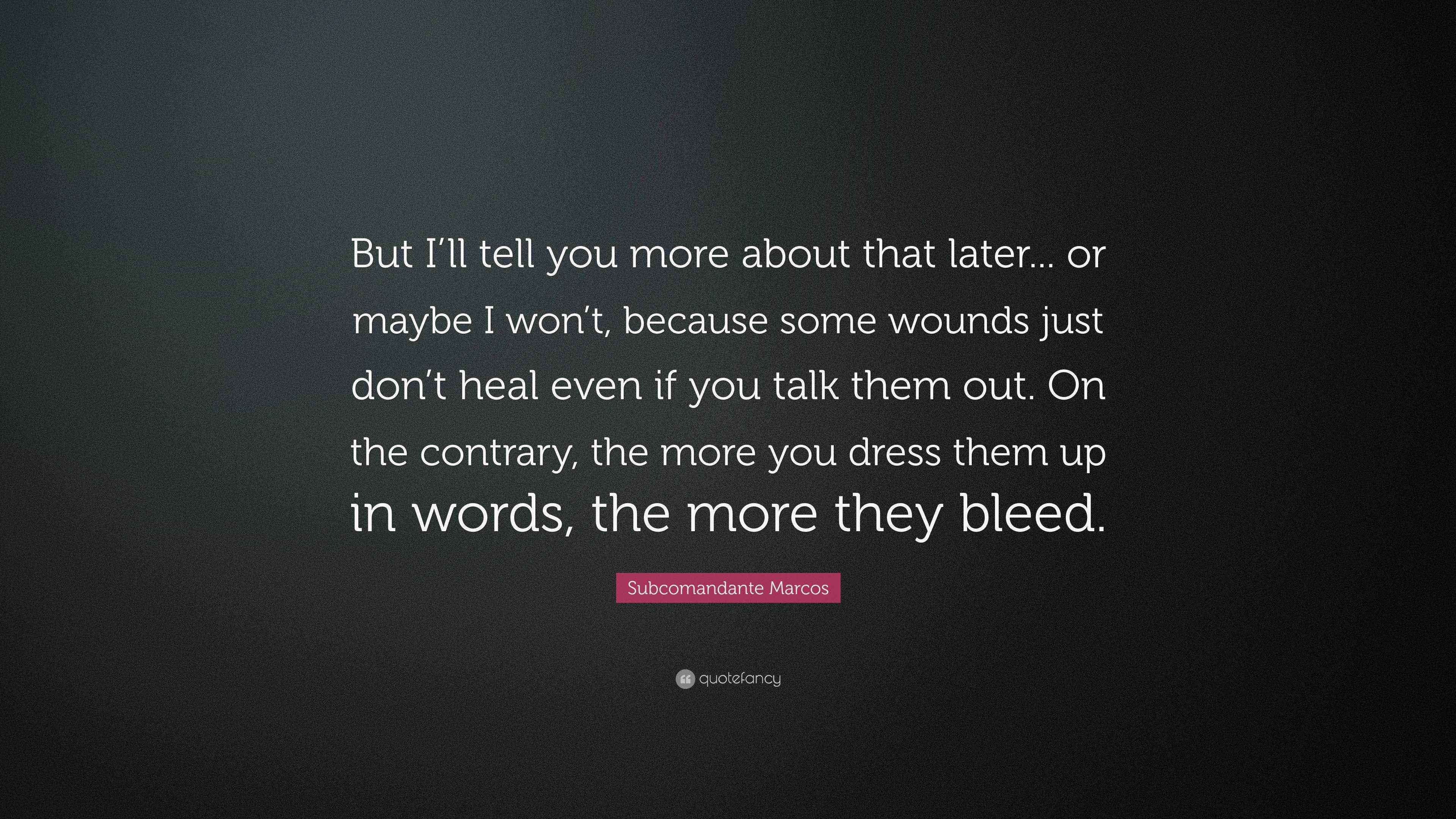 Subcomandante Marcos Quote: “But I’ll tell you more about that later ...