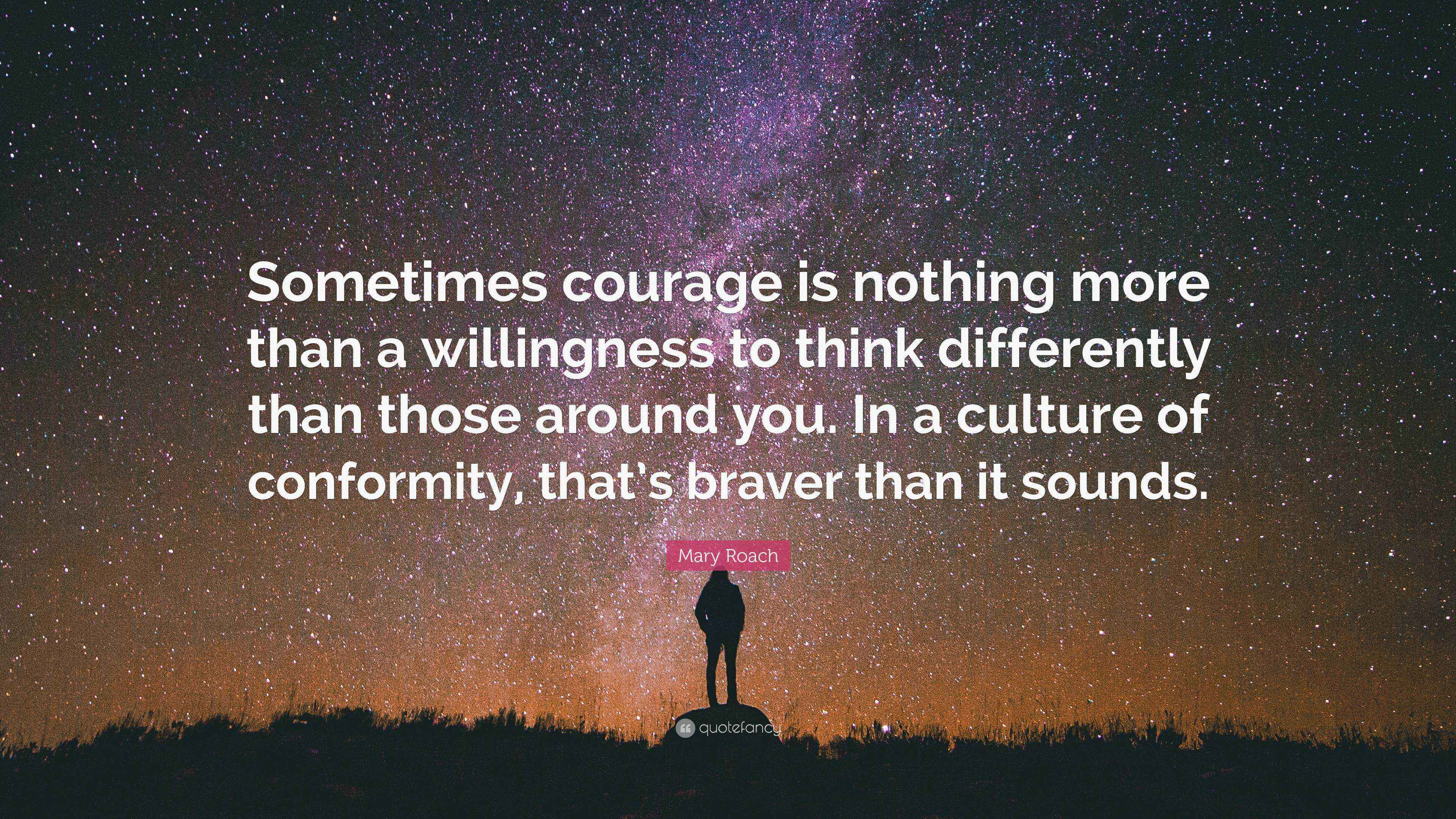 Mary Roach Quote: “Sometimes courage is nothing more than a willingness ...