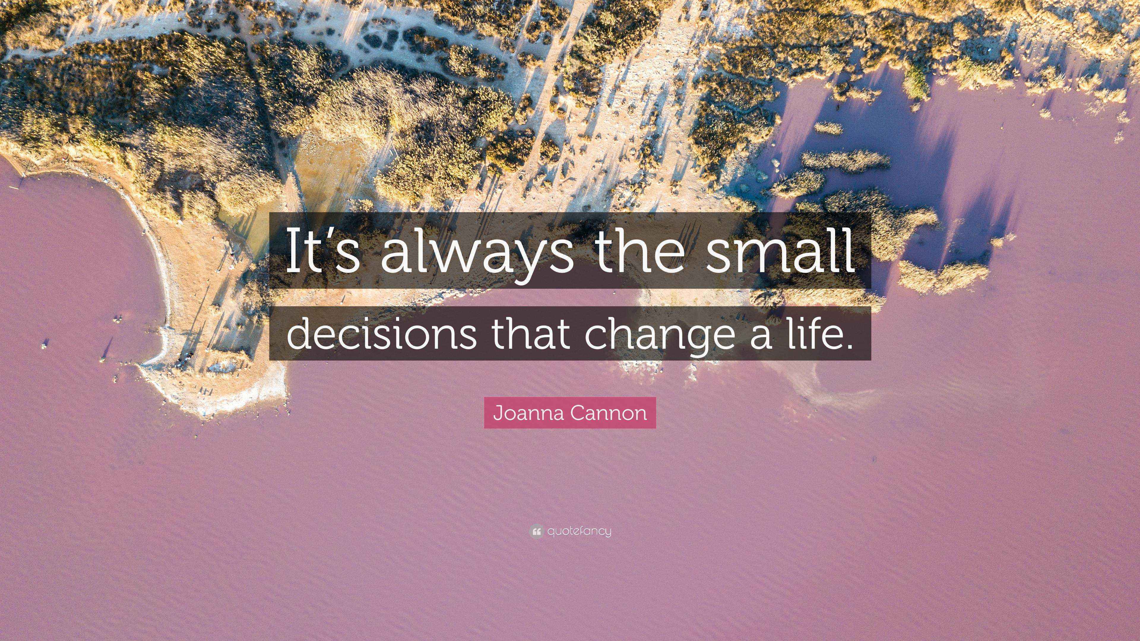 Joanna Cannon Quote: “It’s always the small decisions that change a life.”