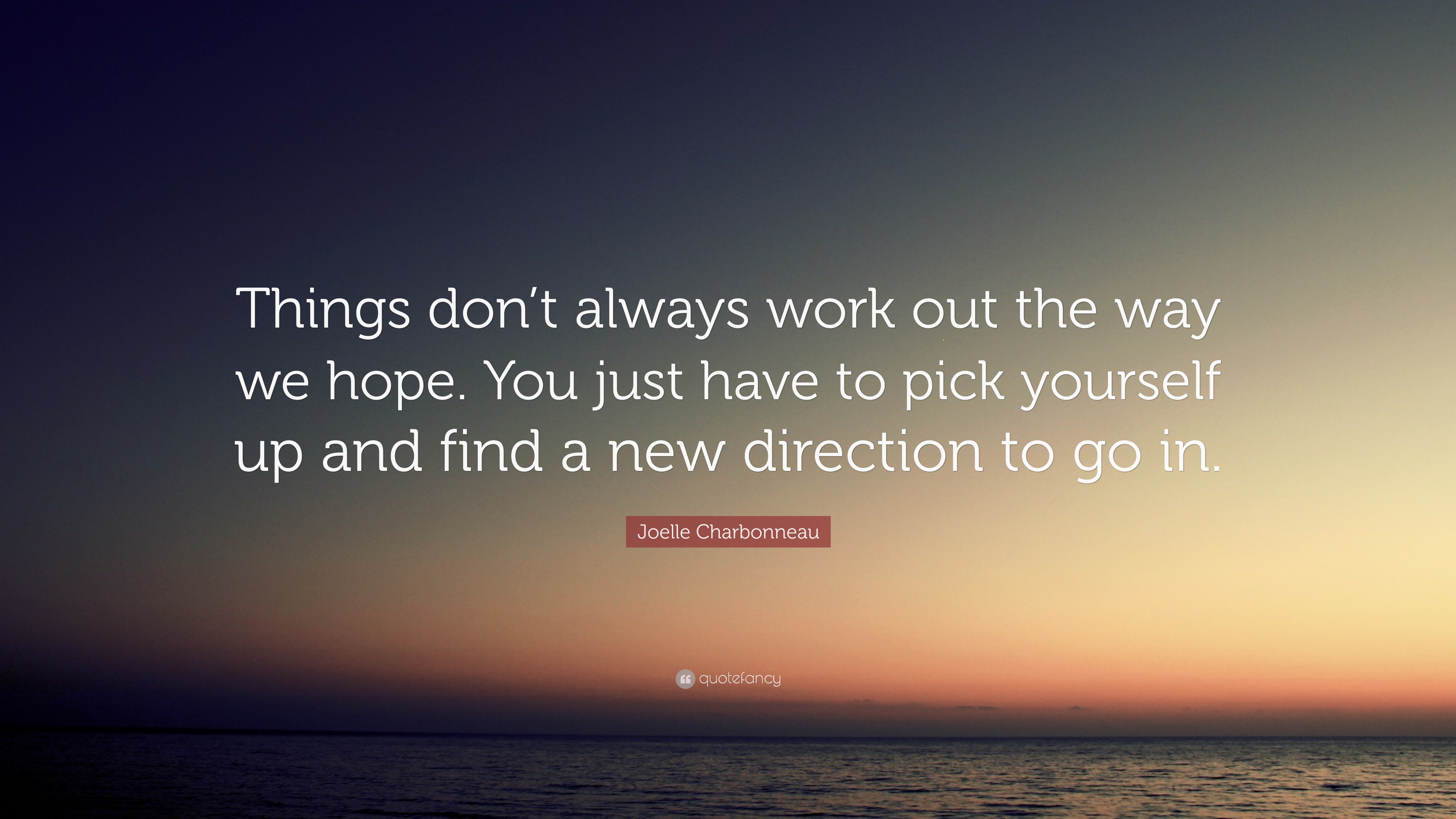 Joelle Charbonneau Quote: “Things don’t always work out the way we hope ...