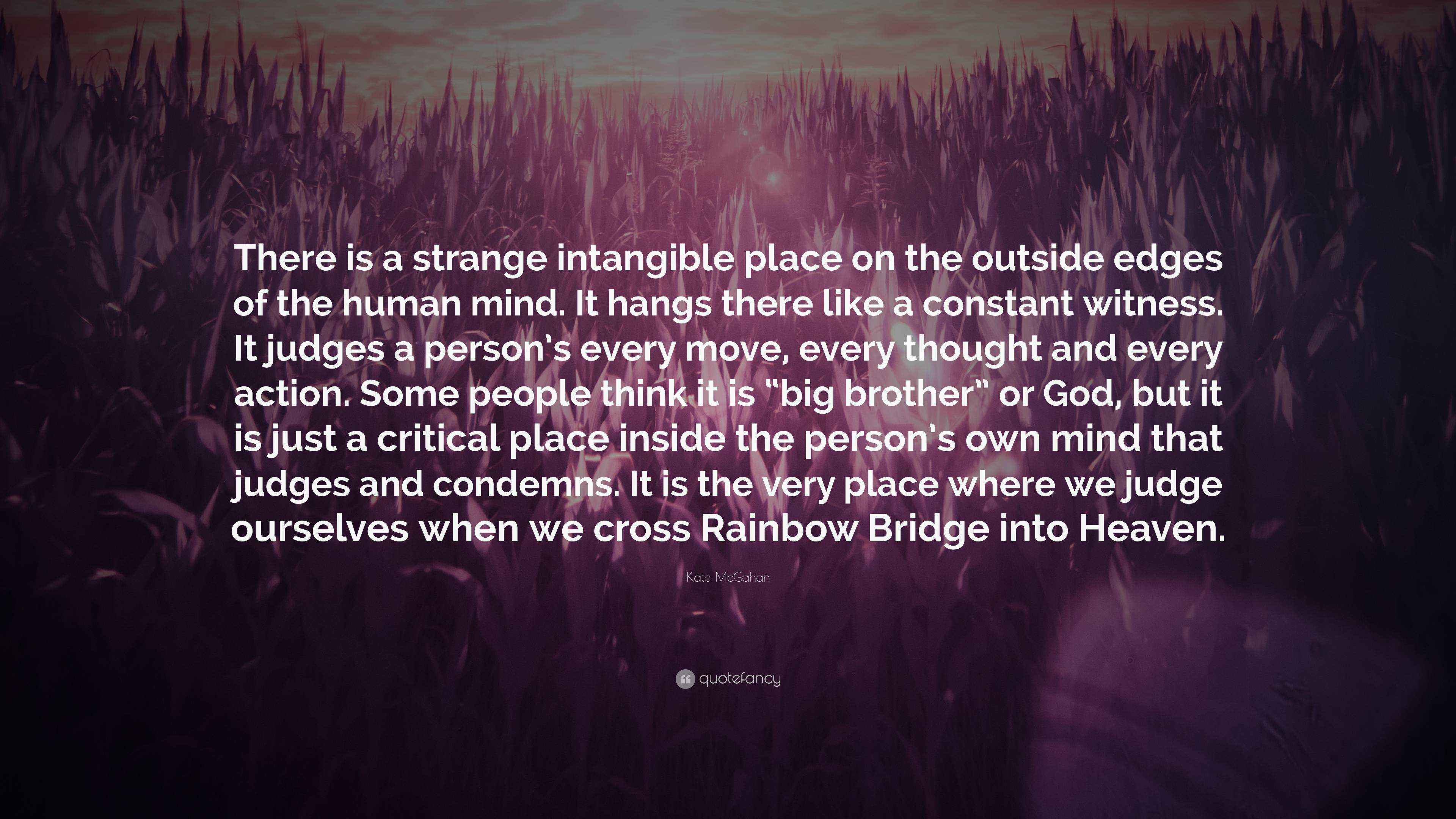 Kate McGahan Quote: “There is a strange intangible place on the outside ...