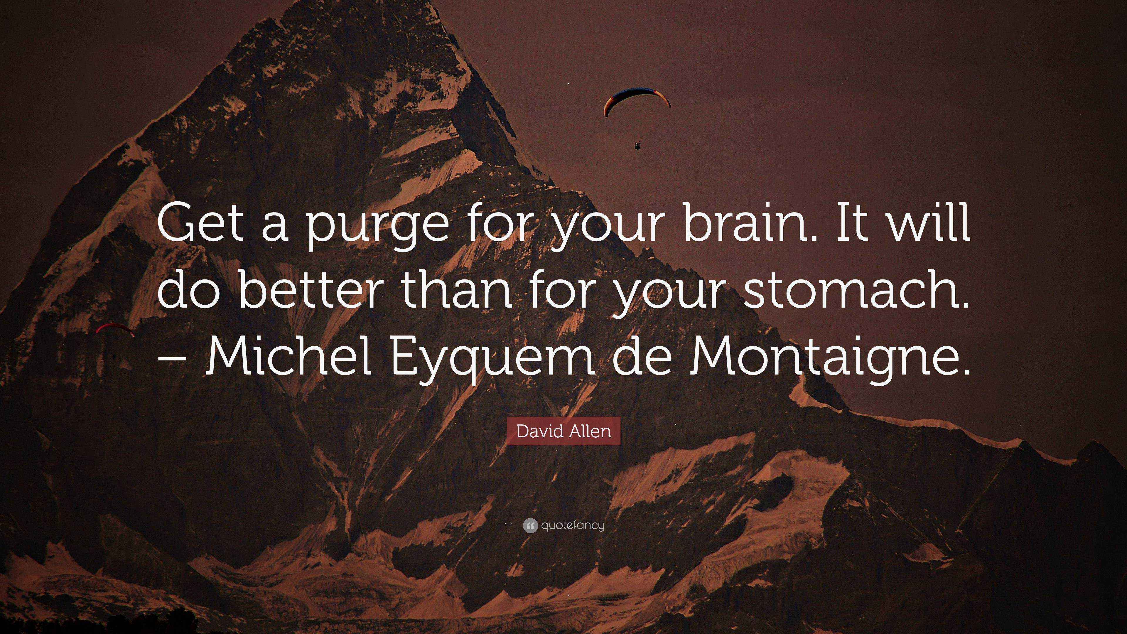 David Allen Quote: “Get a purge for your brain. It will do better than ...
