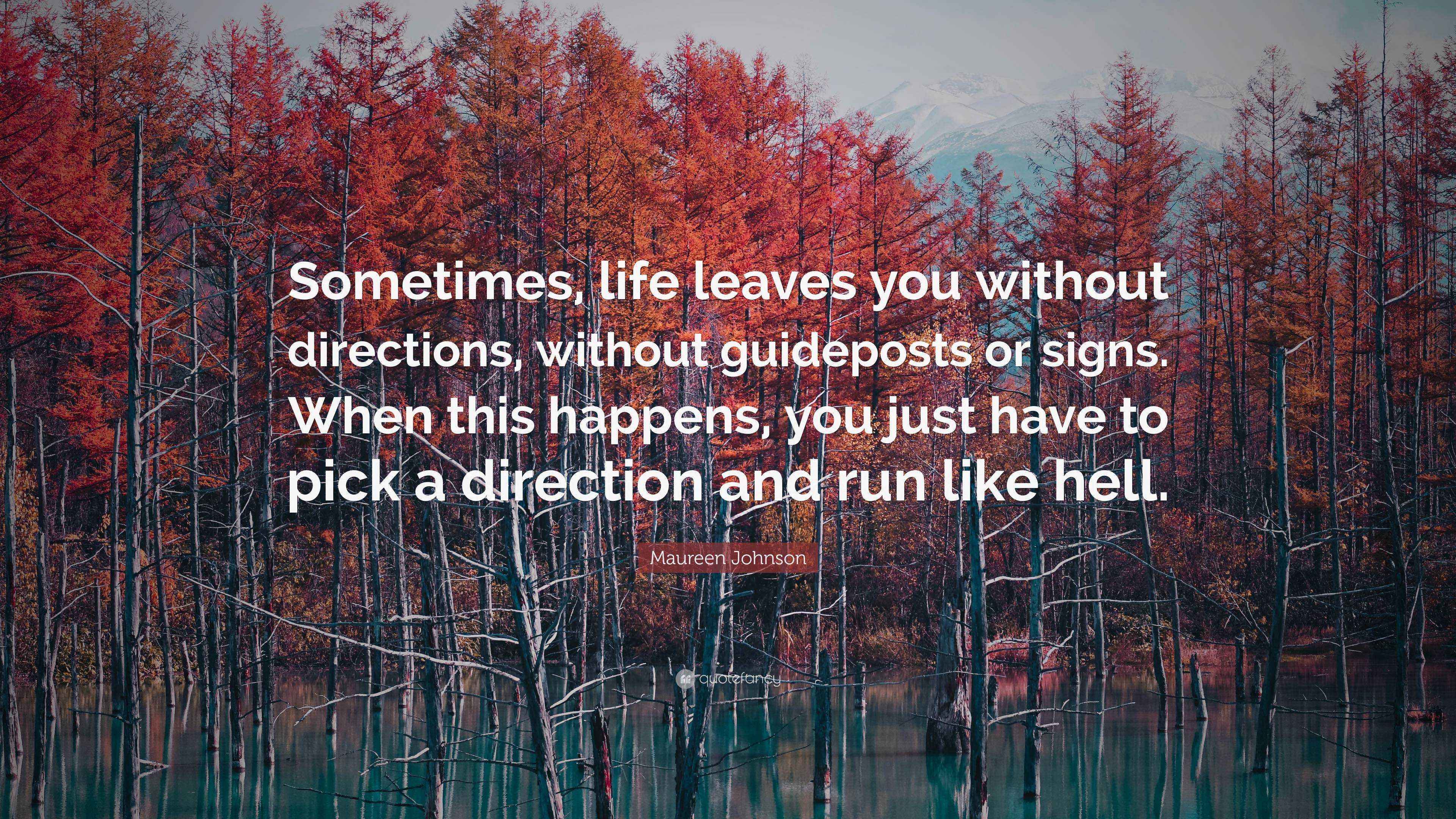 Maureen Johnson Quote: “Sometimes, life leaves you without directions ...