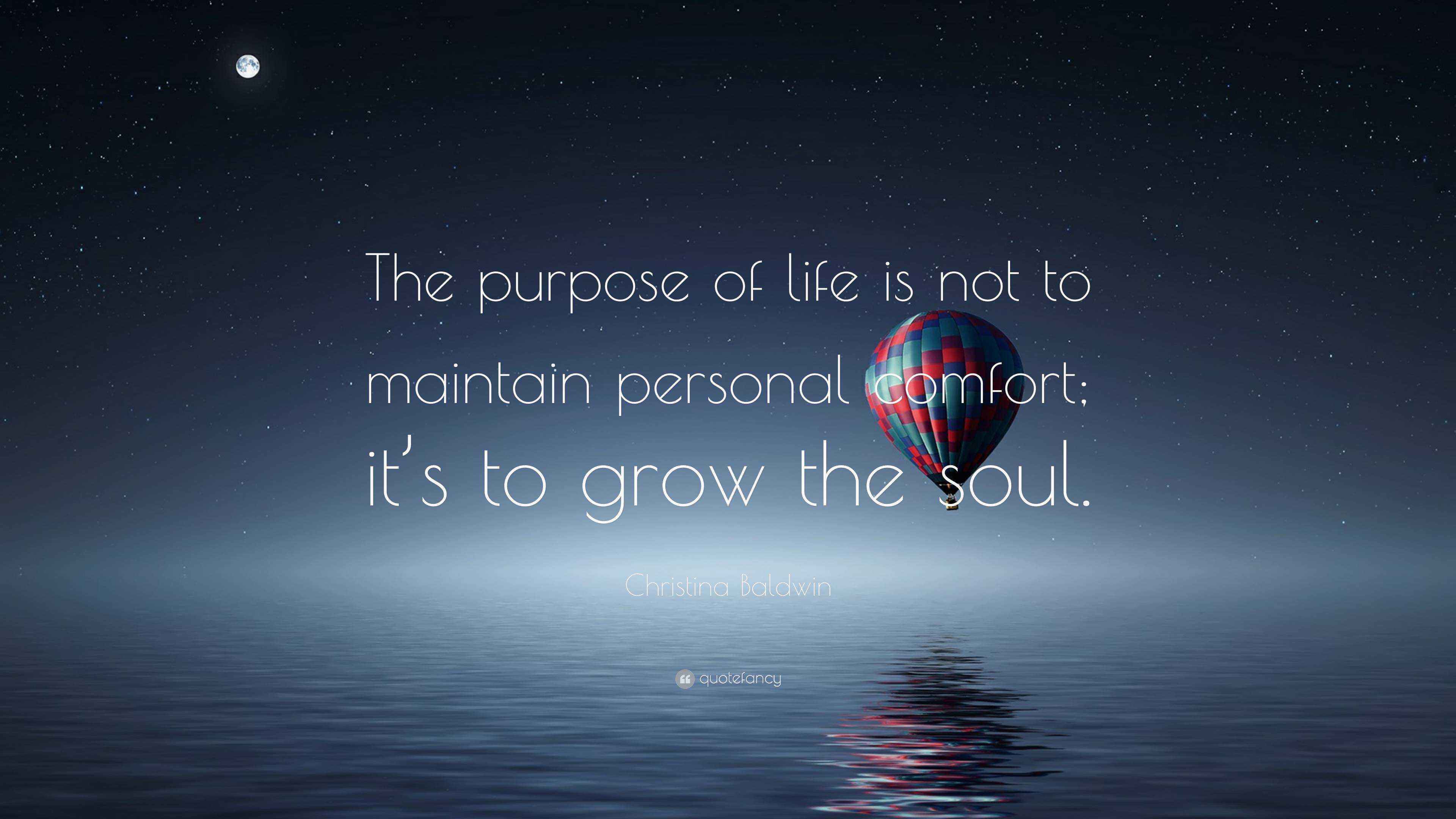 Christina Baldwin Quote: “The purpose of life is not to maintain ...