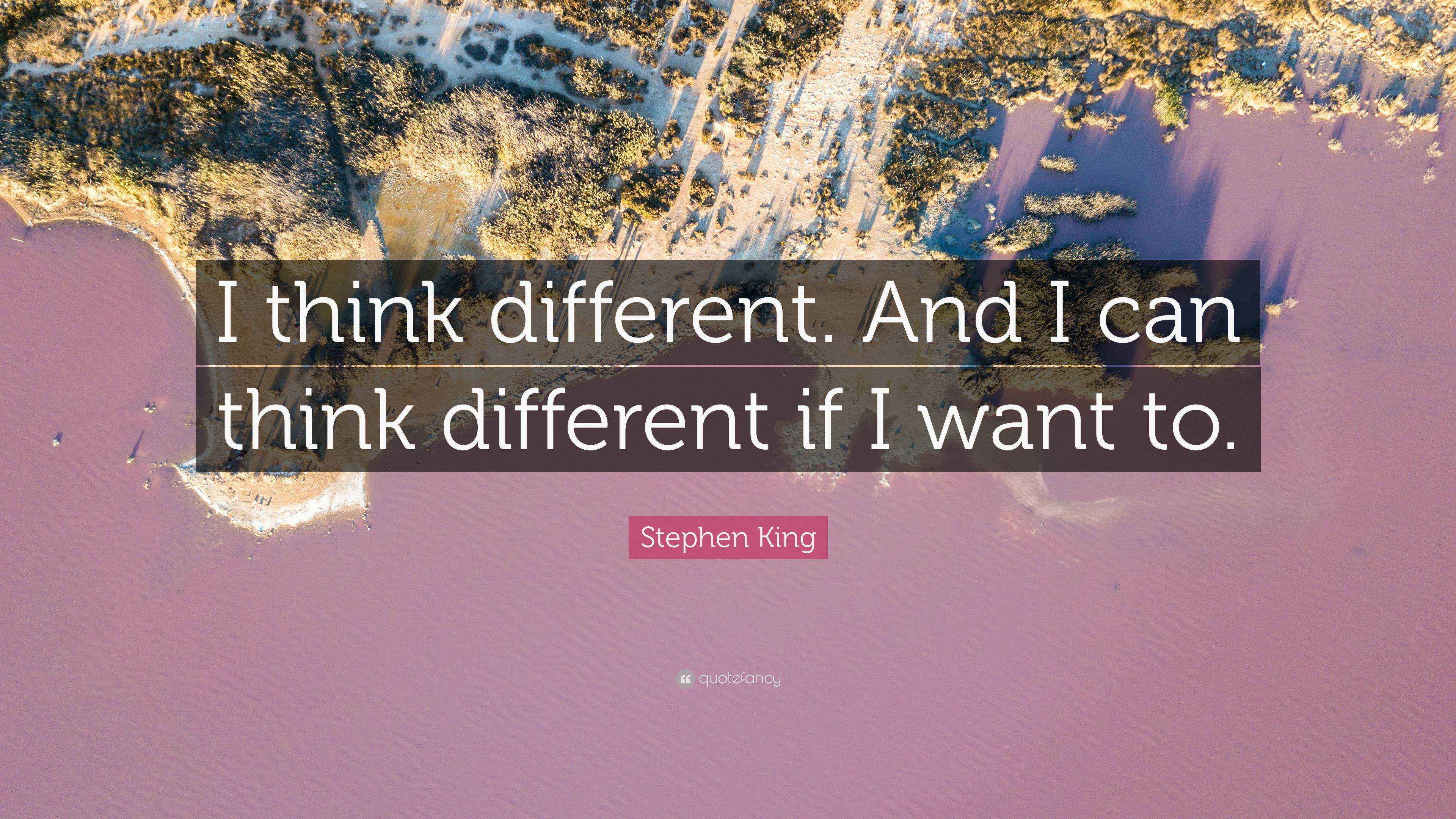 Stephen King Quote: “I think different. And I can think different if I ...