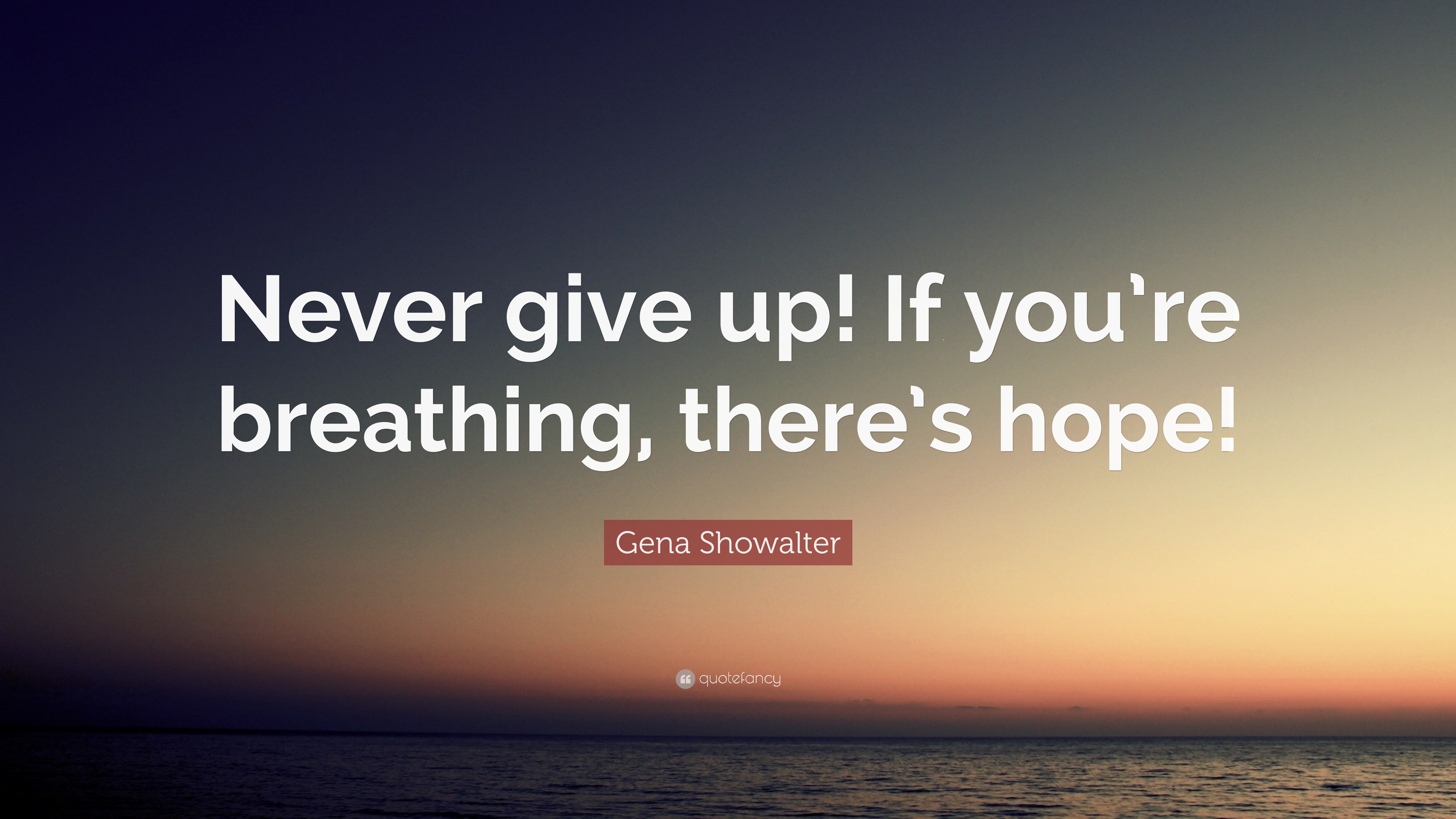 Gena Showalter Quote: “Never give up! If you’re breathing, there’s hope!”