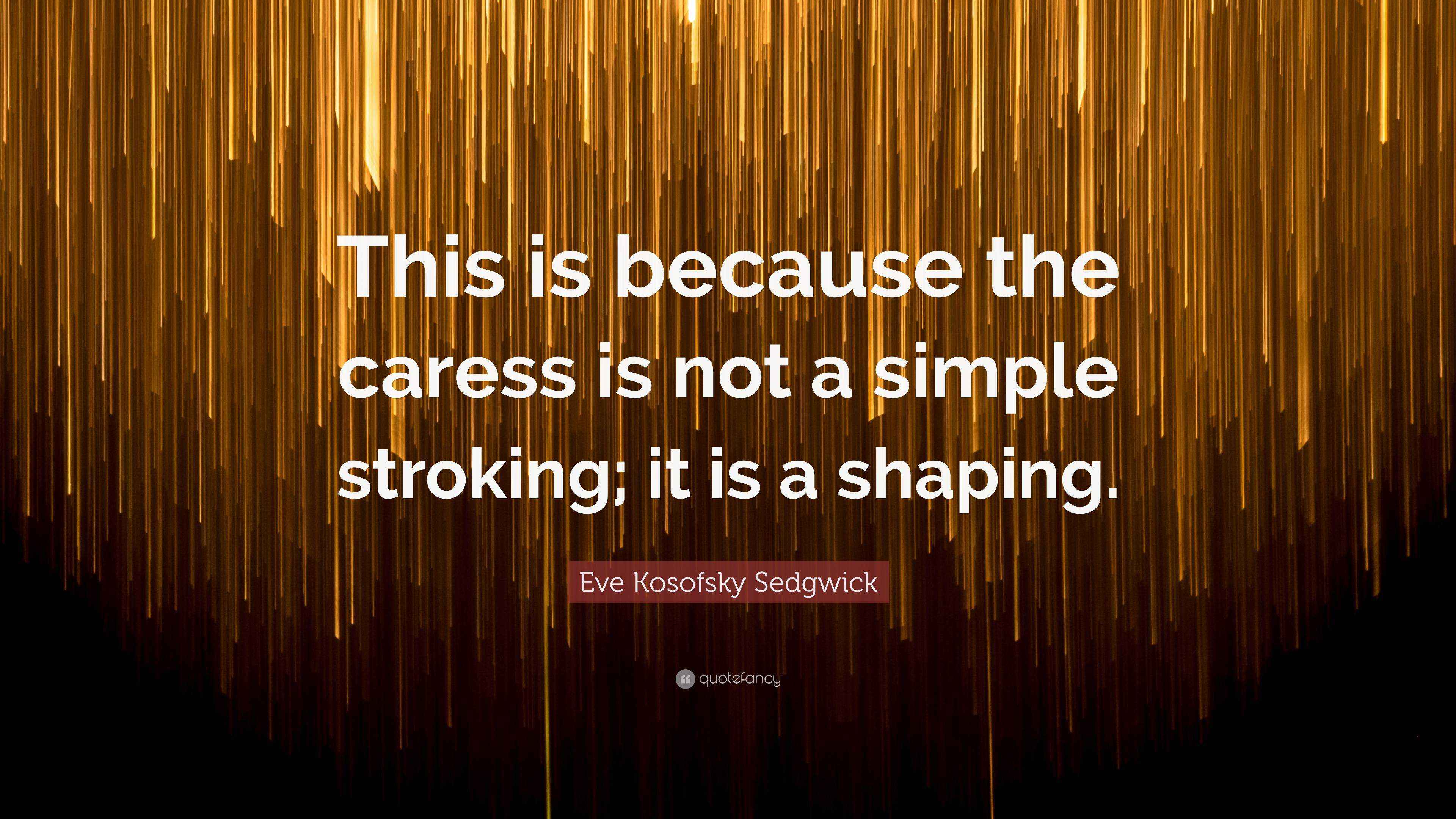 Eve Kosofsky Sedgwick Quote: “This is because the caress is not a ...