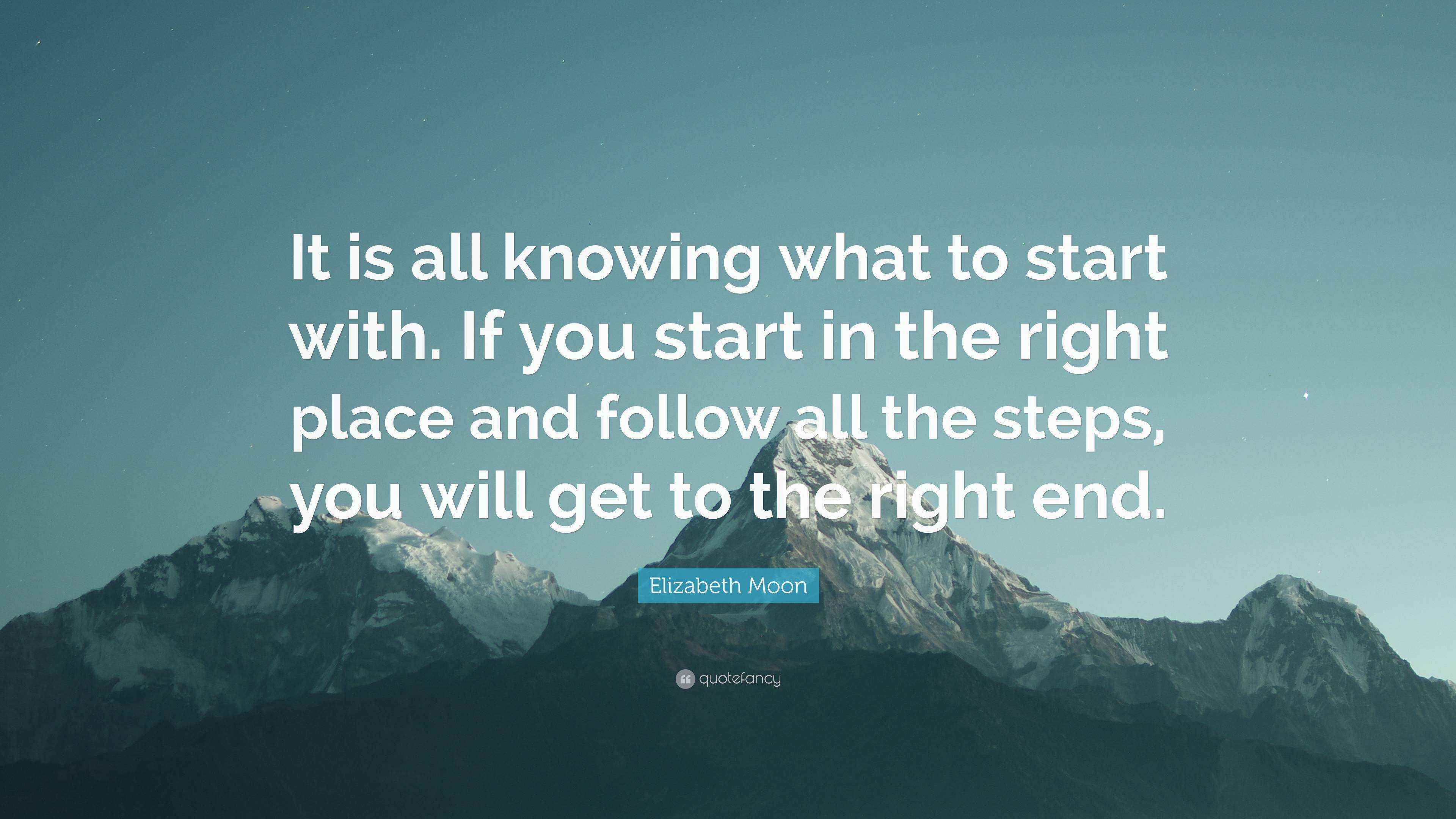 Elizabeth Moon Quote: “It is all knowing what to start with. If you ...