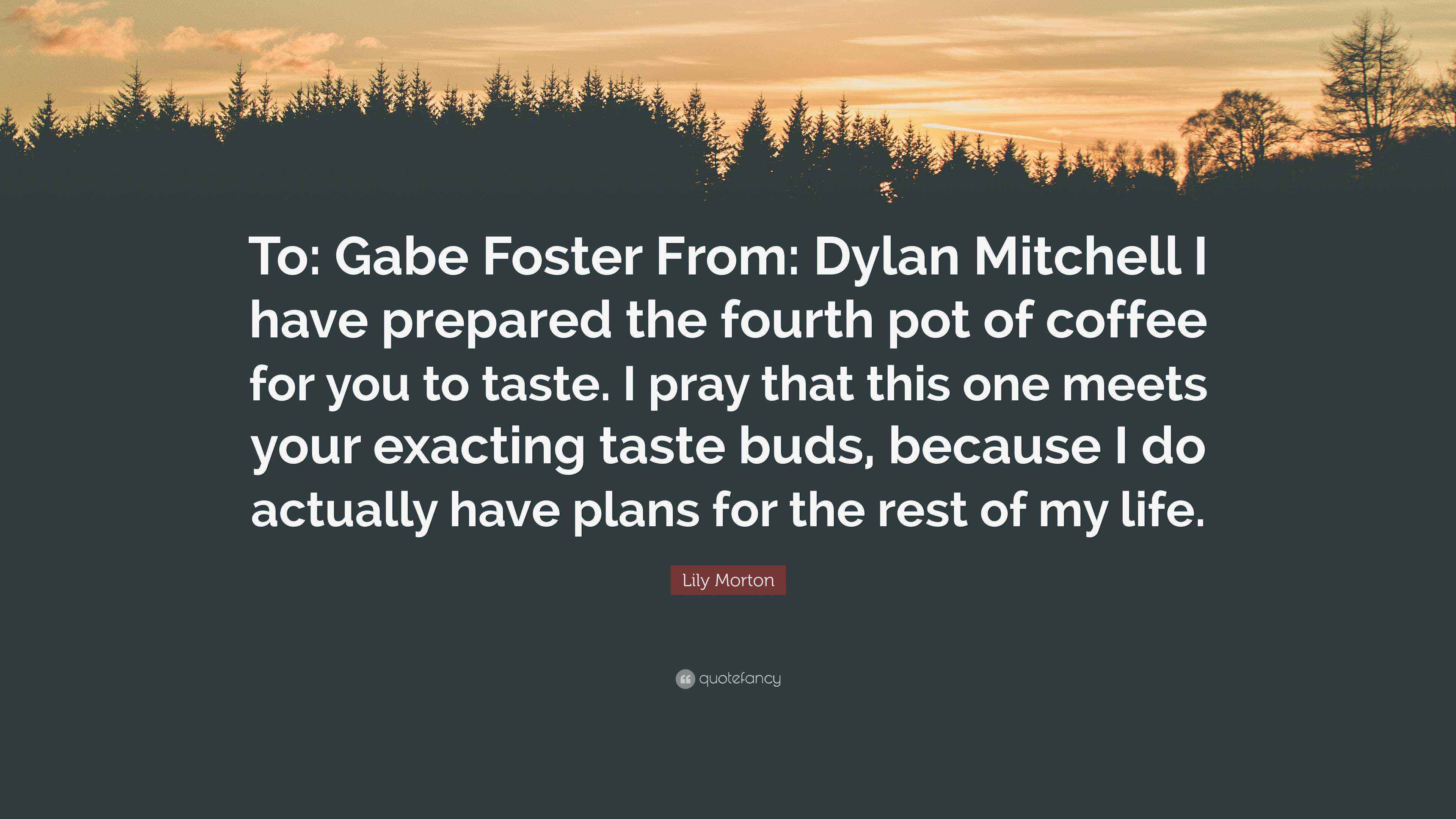 Lily Morton Quote: “To: Gabe Foster From: Dylan Mitchell I have ...