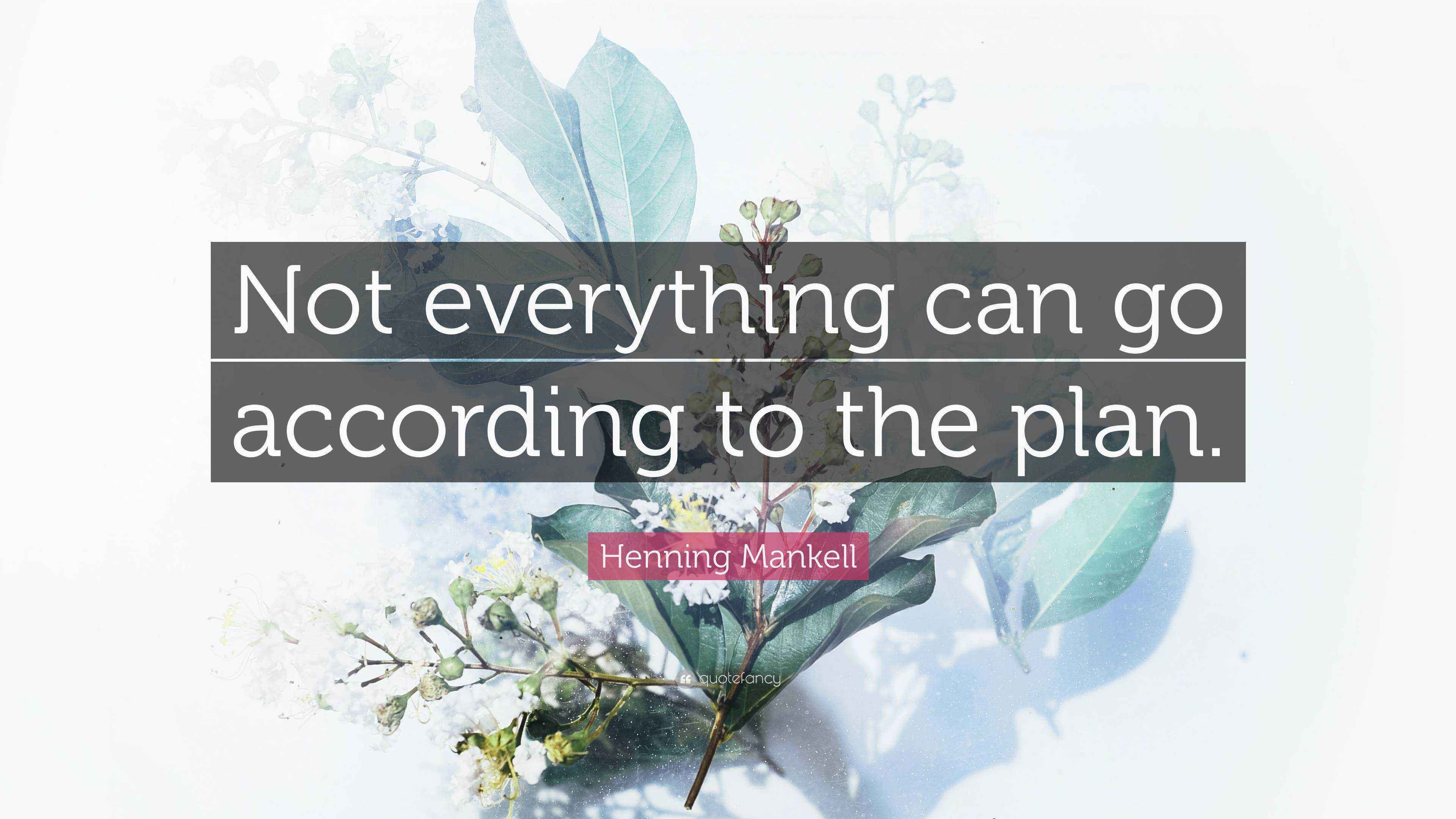Henning Mankell Quote: “Not everything can go according to the plan.”