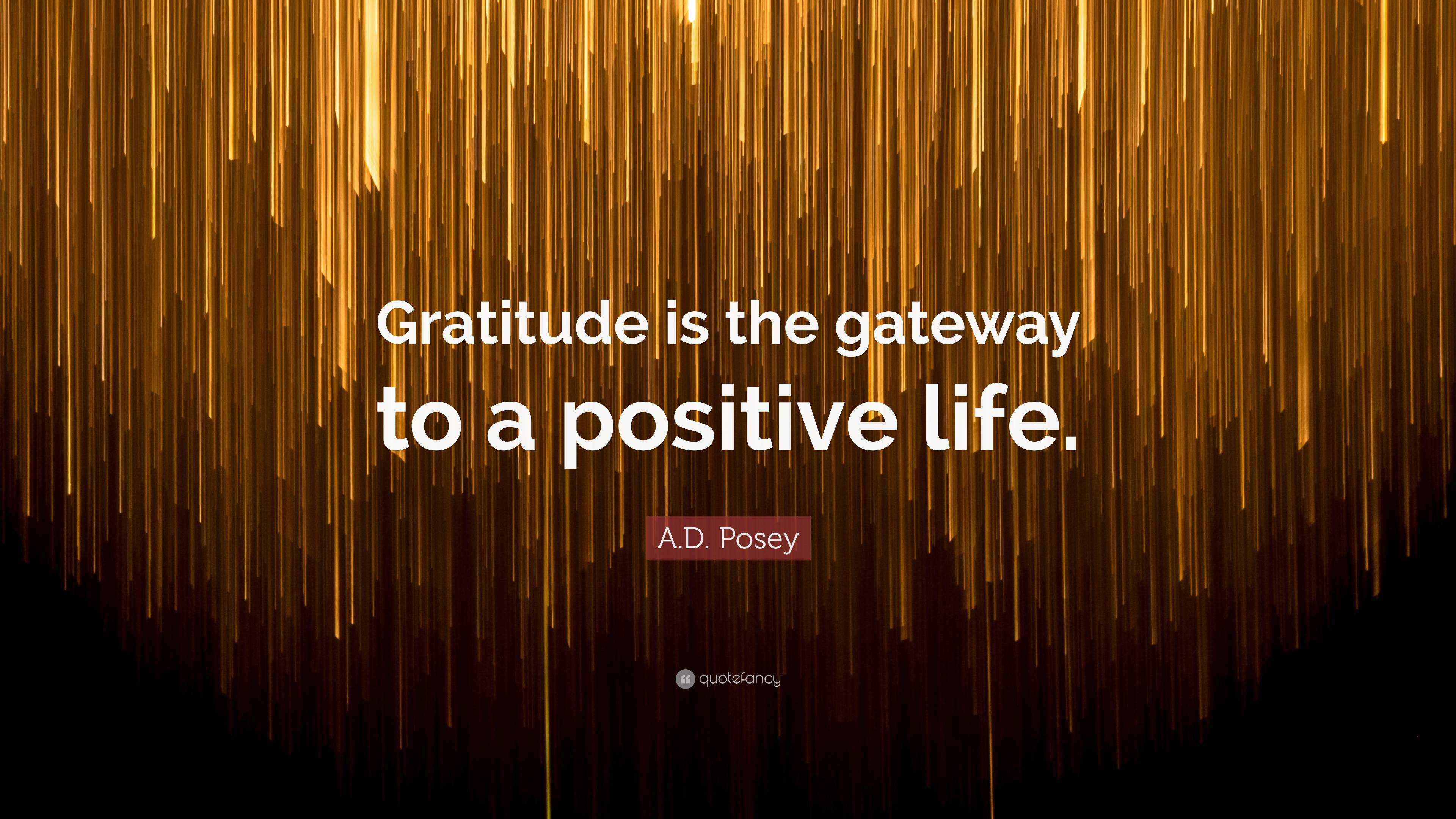 A.D. Posey Quote: “Gratitude is the gateway to a positive life.”