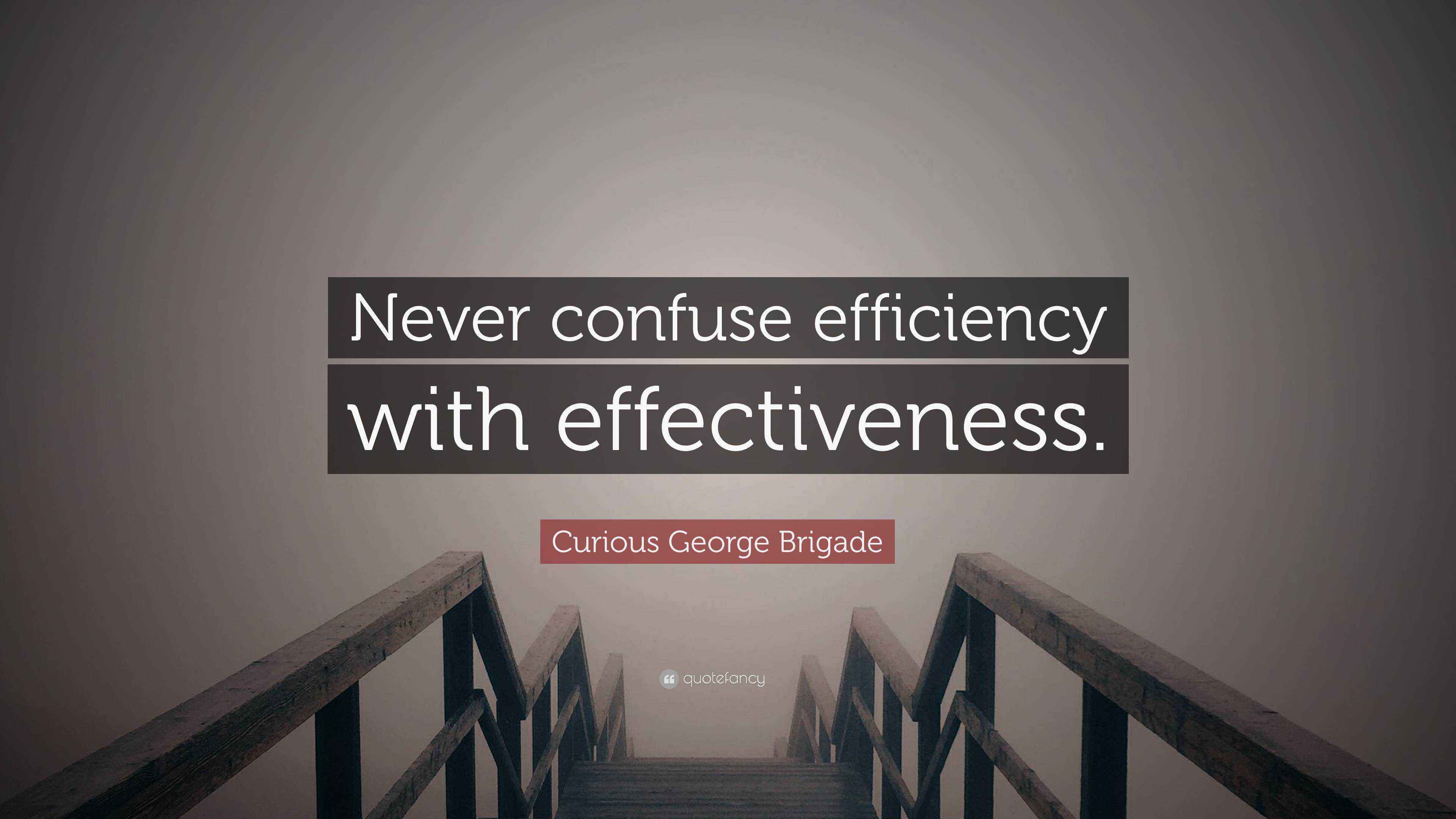 Curious George Brigade Quote: “Never confuse efficiency with ...