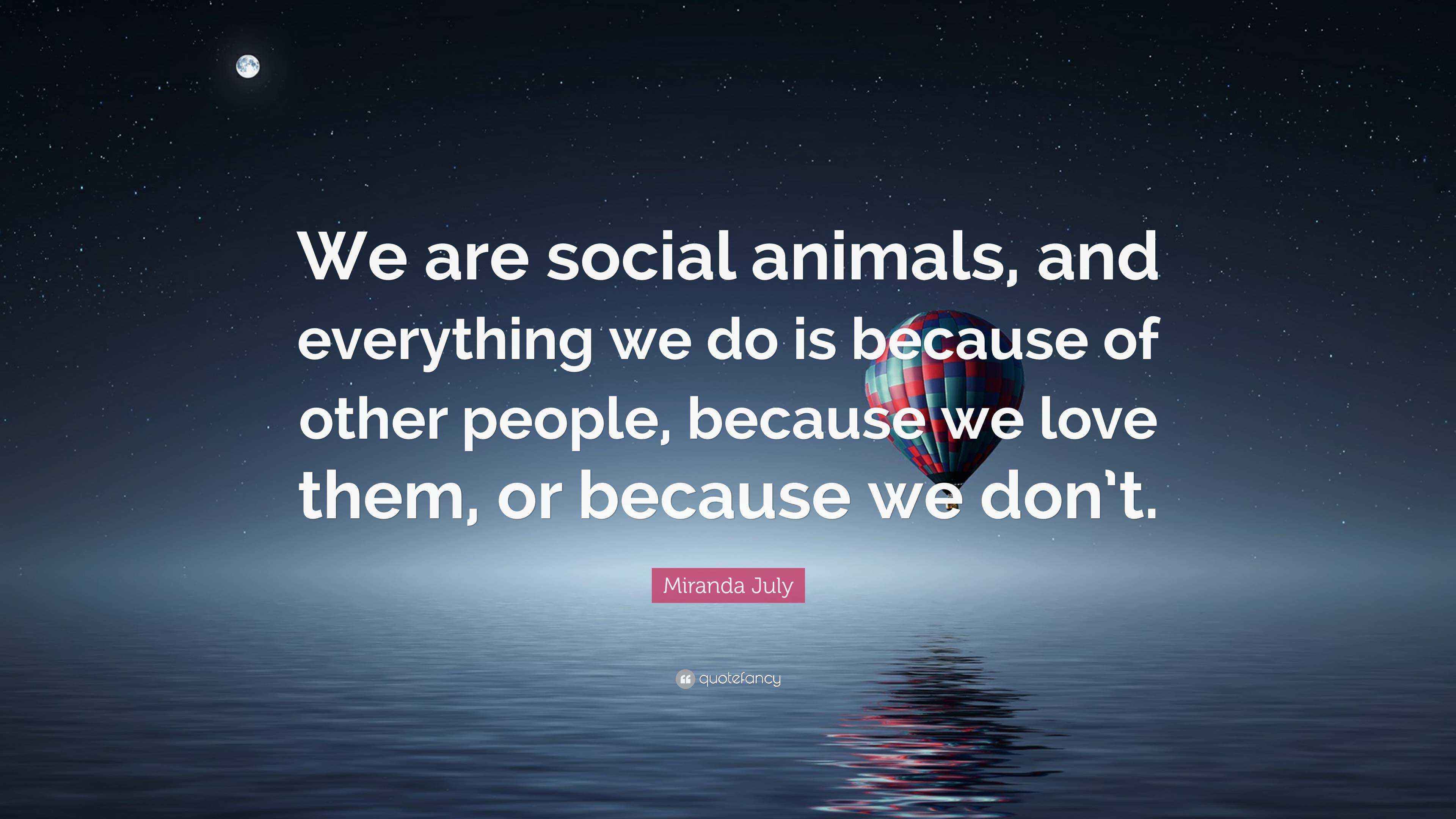 Miranda July Quote: “We are social animals, and everything we do is ...