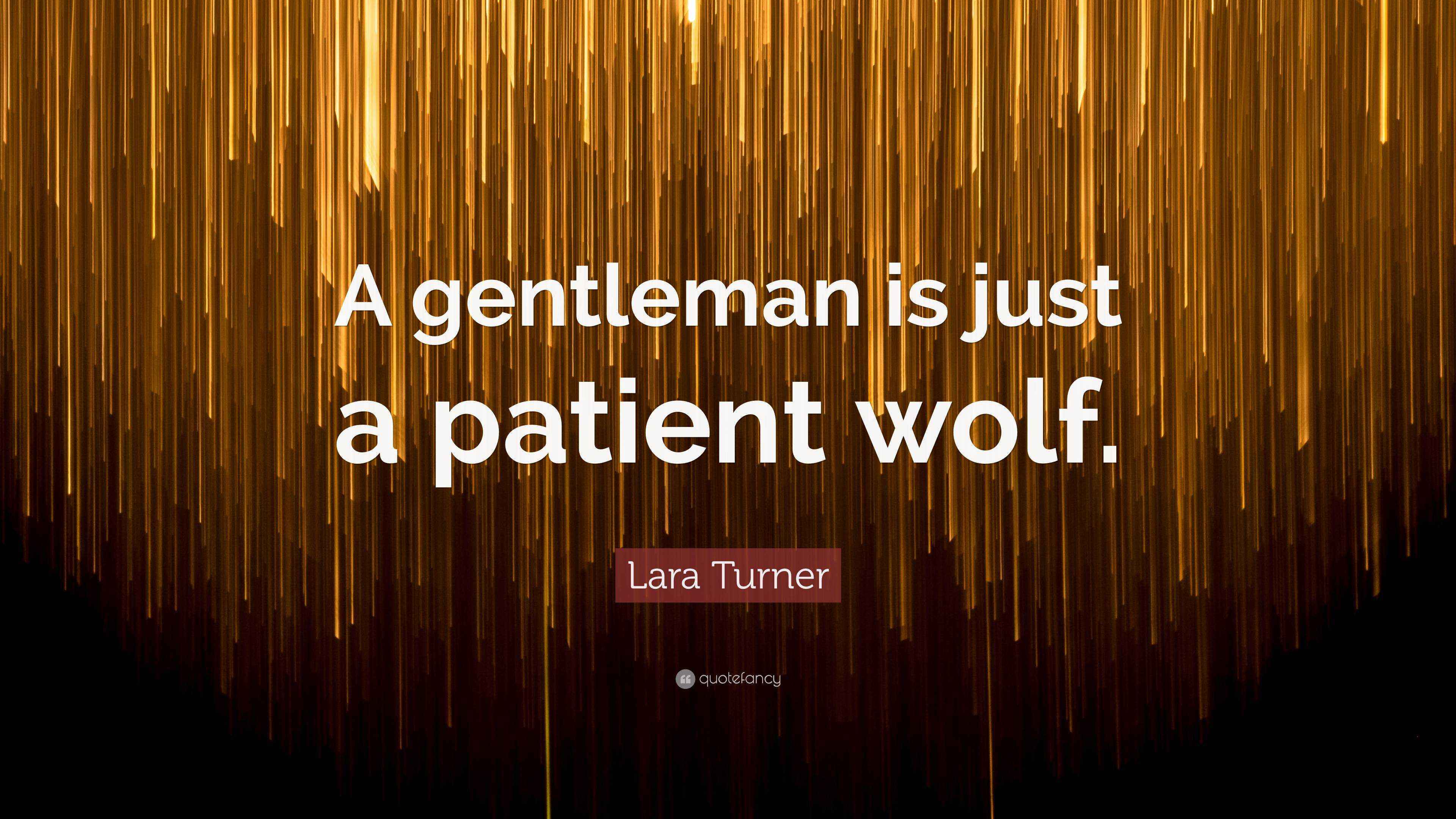 Lara Turner Quote: “A gentleman is just a patient wolf.”
