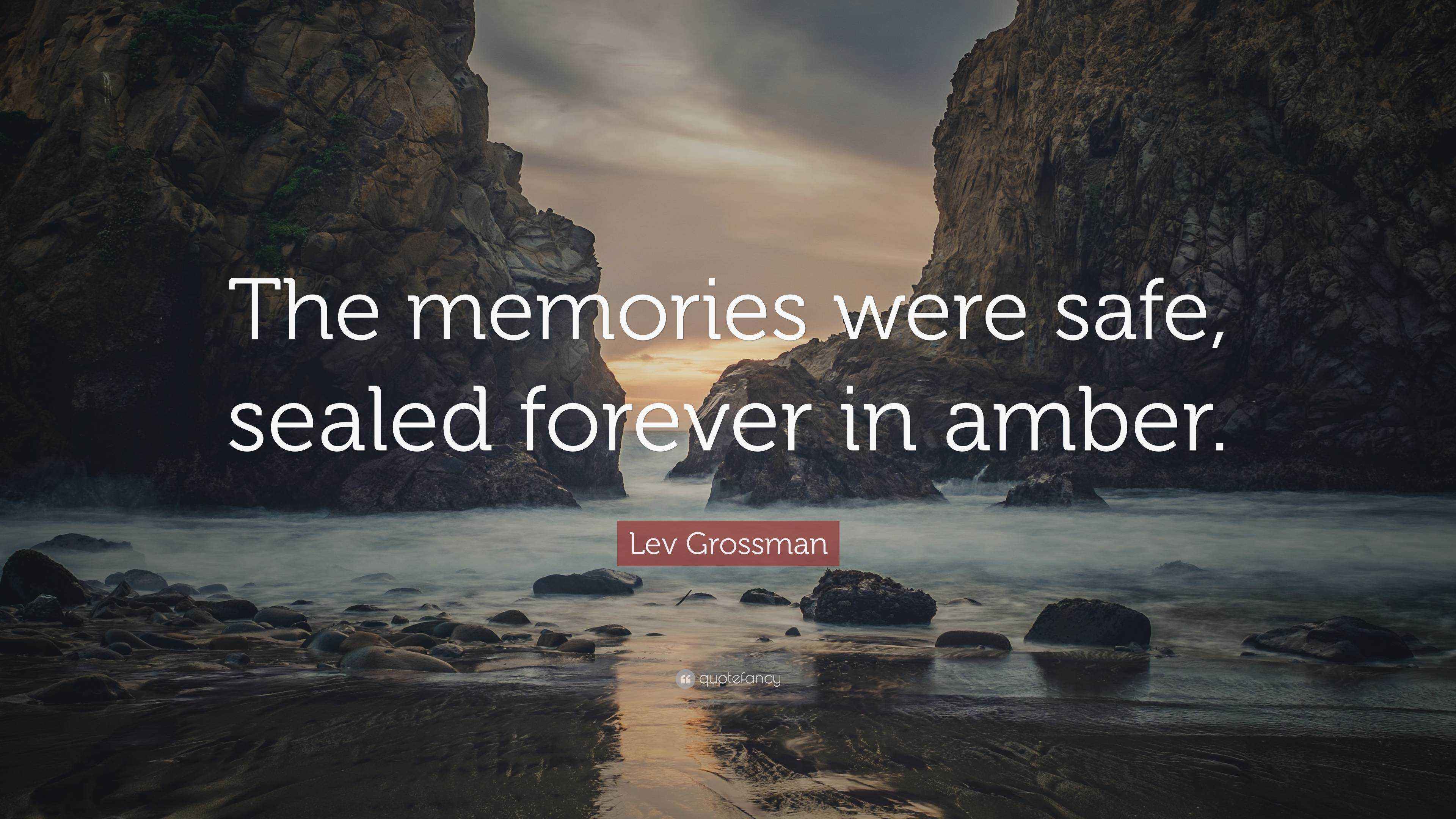 Lev Grossman Quote: “The memories were safe, sealed forever in amber.”