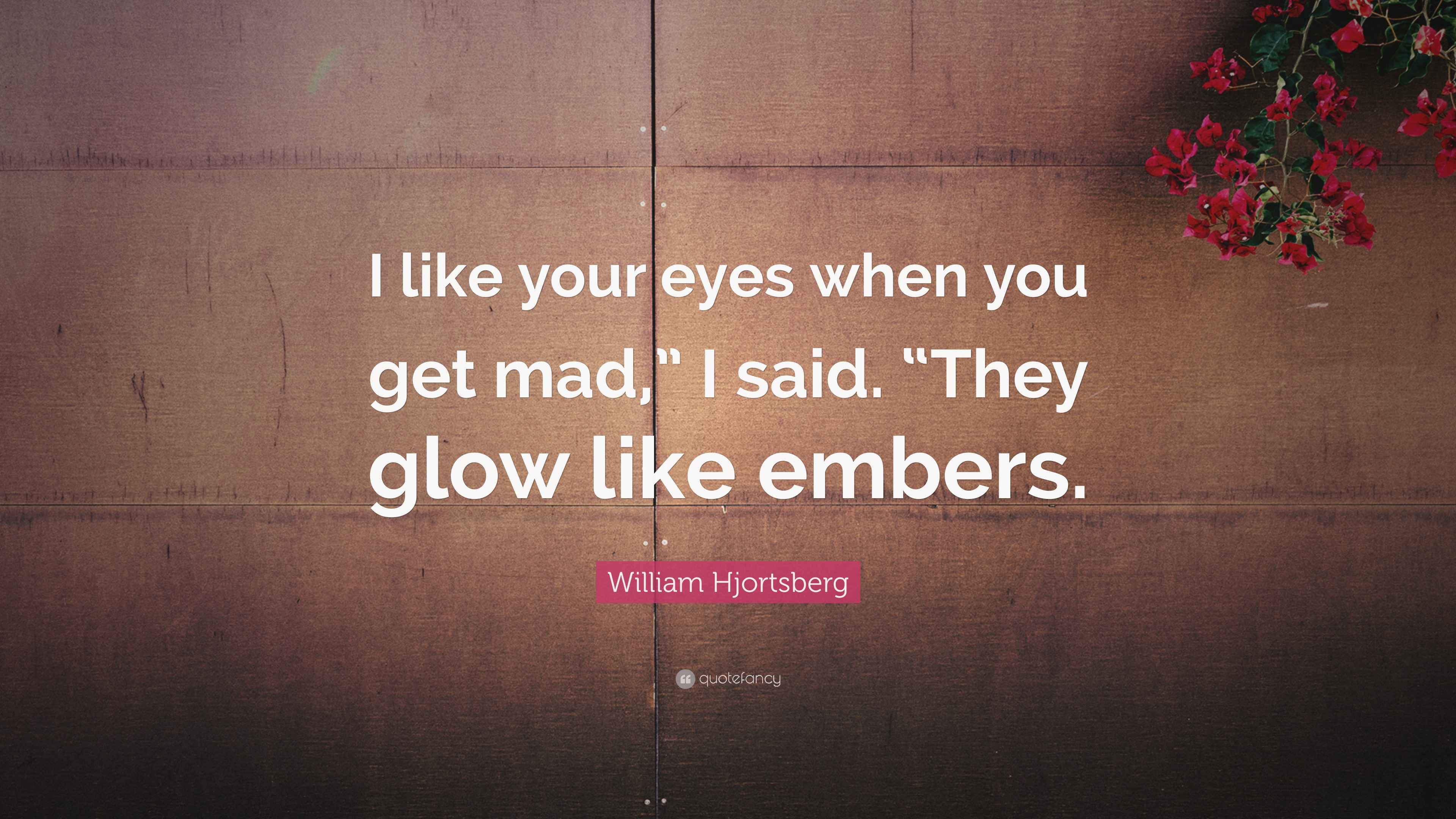 William Hjortsberg Quote: “I like your eyes when you get mad,” I said ...