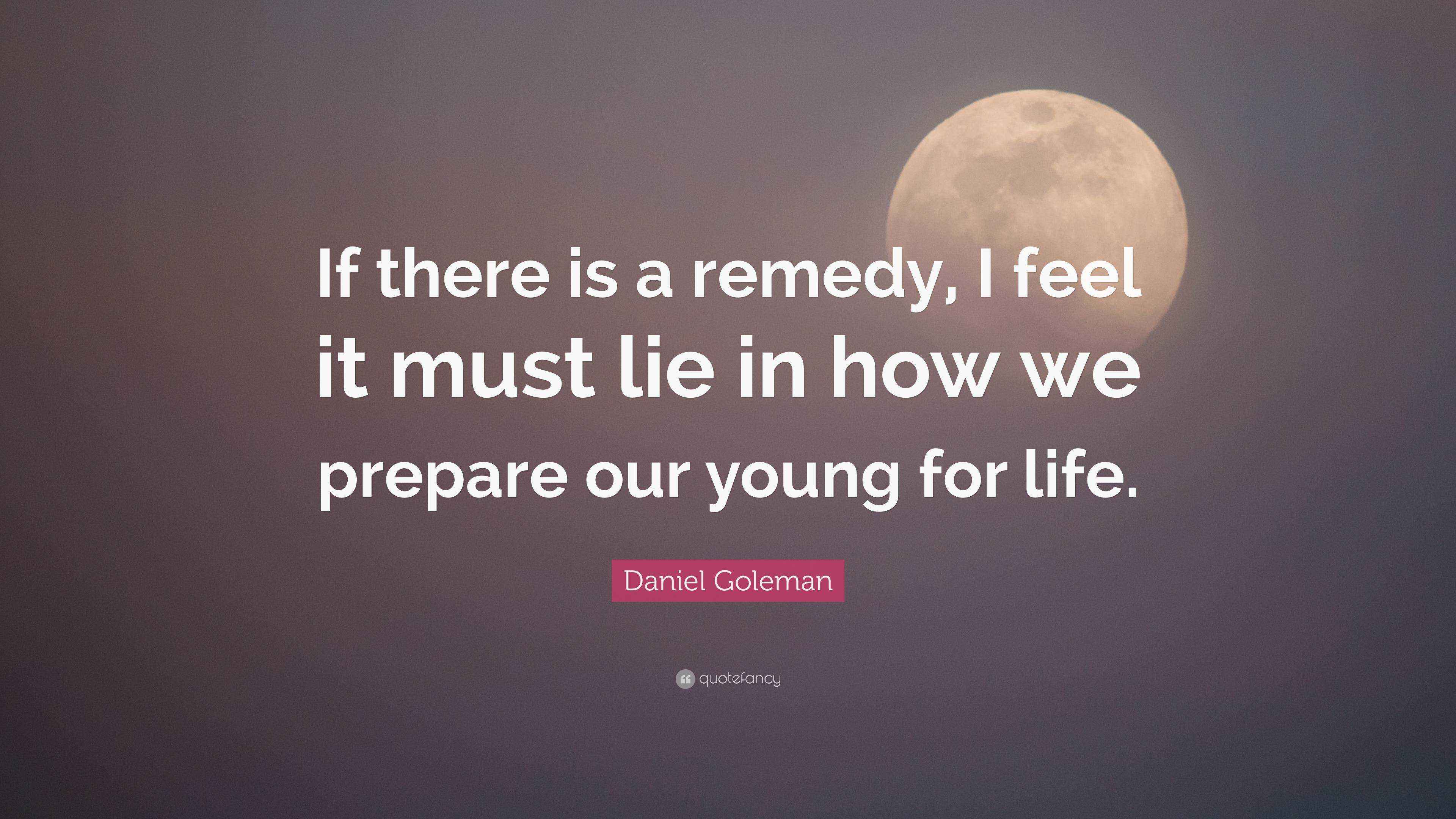 Daniel Goleman Quote: “If there is a remedy, I feel it must lie in how ...