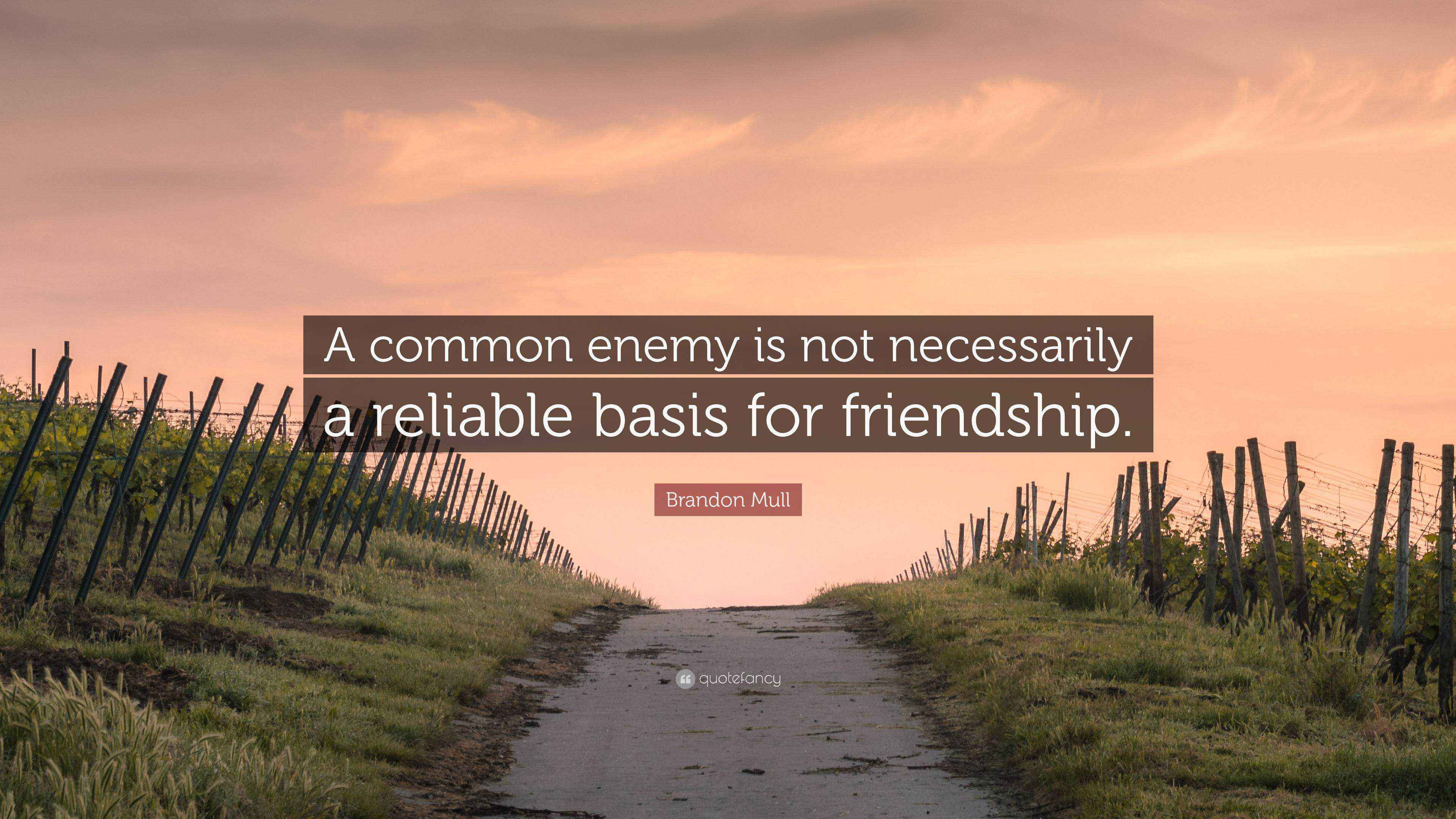 Brandon Mull Quote: “A common enemy is not necessarily a reliable basis ...