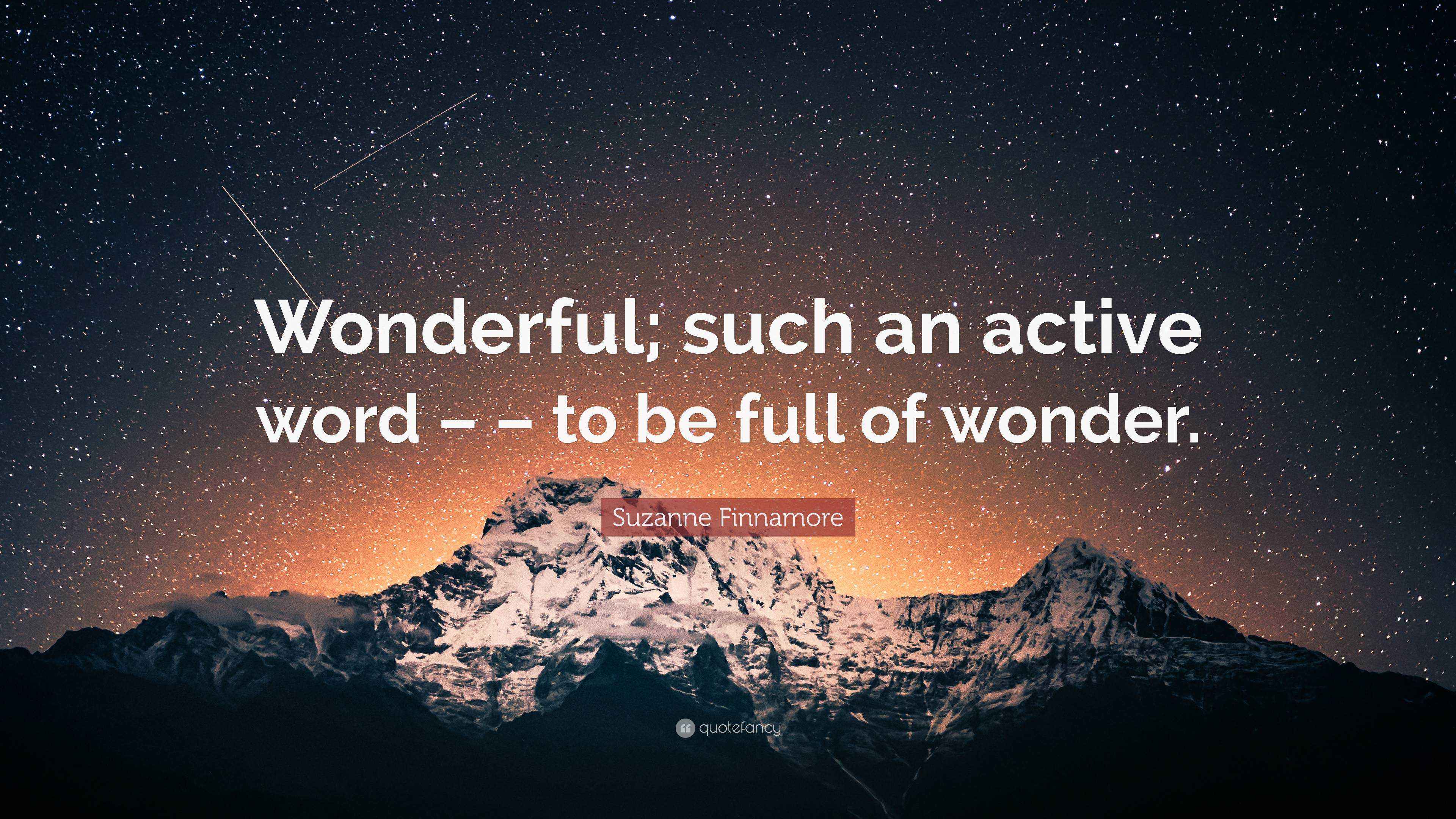 Suzanne Finnamore Quote: “Wonderful; such an active word – – to be full ...