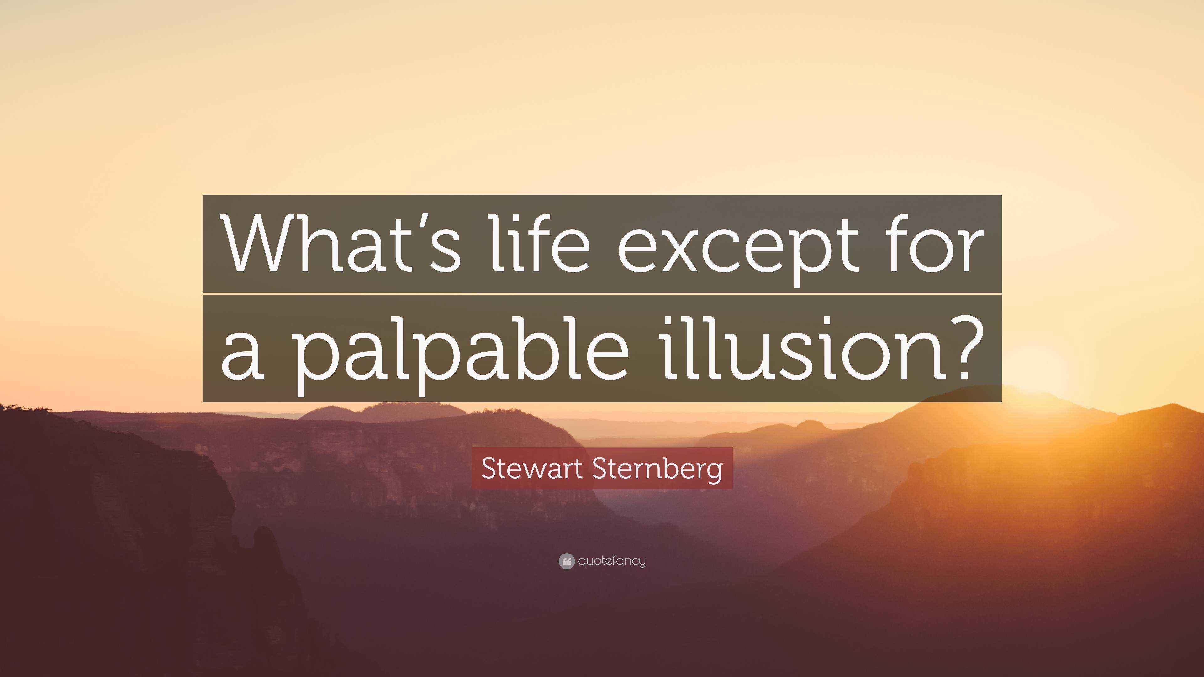Stewart Sternberg Quote: “What’s life except for a palpable illusion?”
