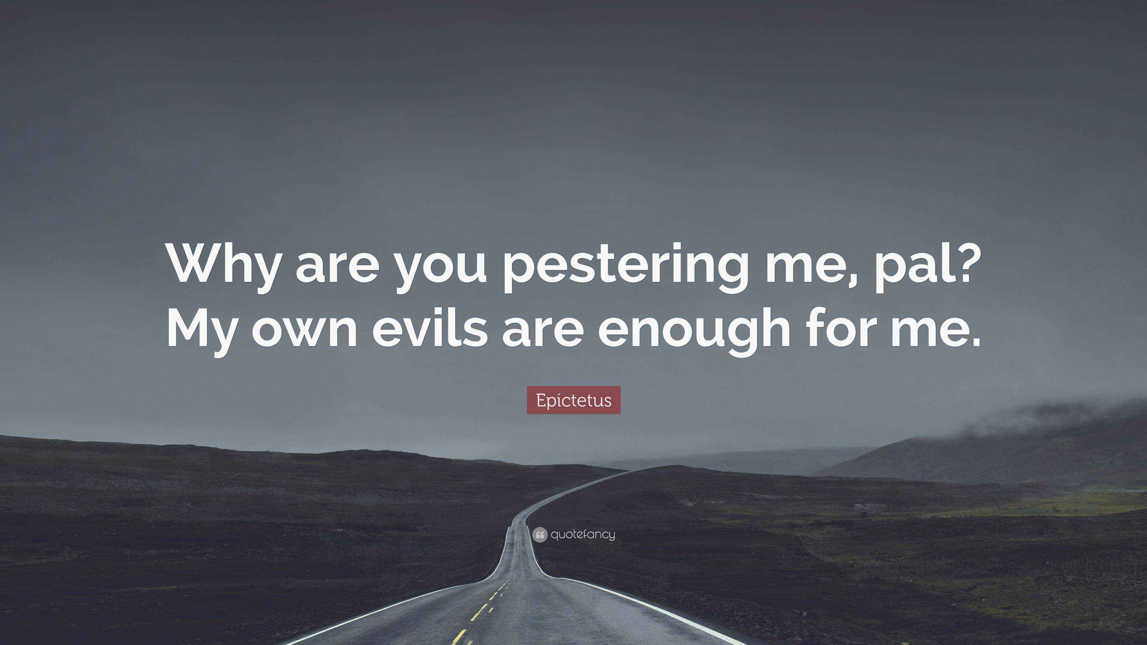 Epictetus Quote: “Why are you pestering me, pal? My own evils are ...