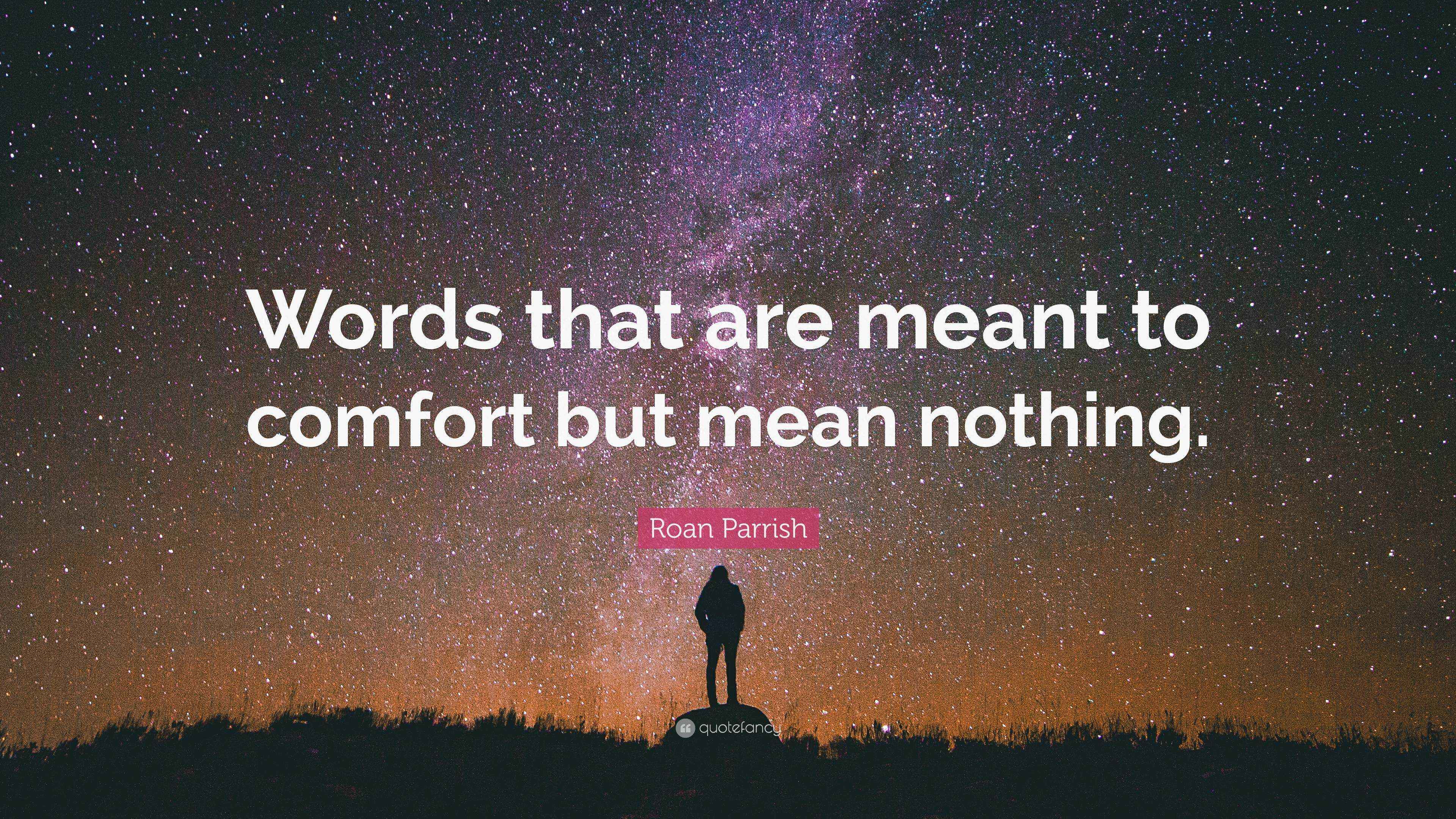 Roan Parrish Quote: “Words that are meant to comfort but mean nothing.”
