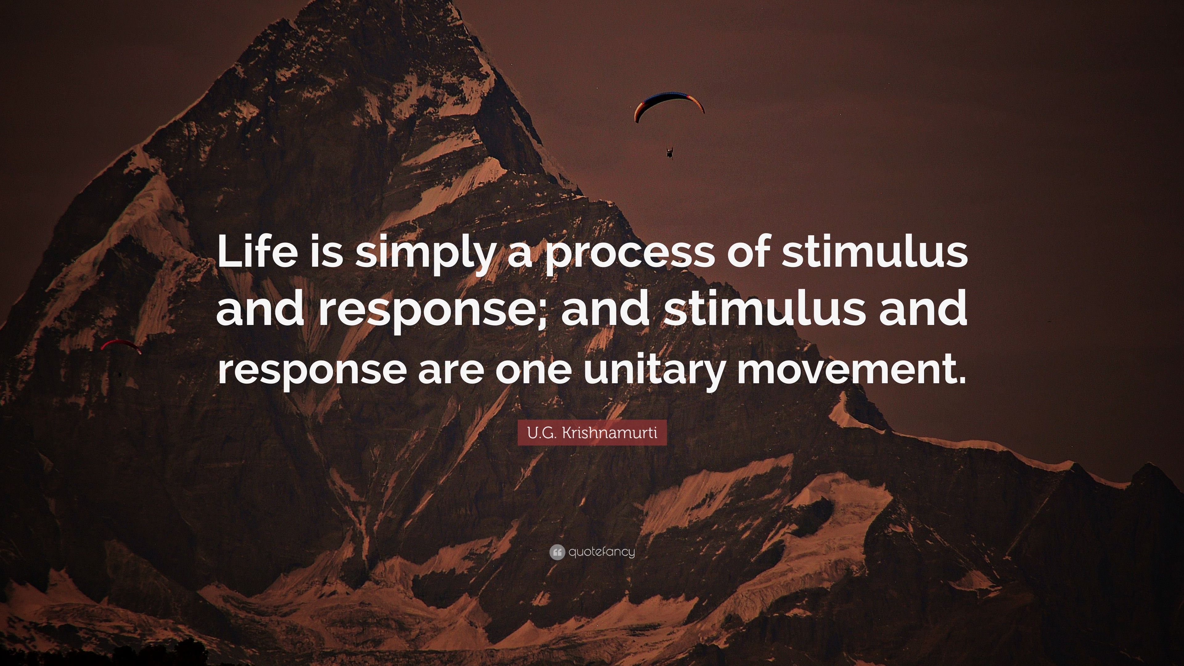 U.G. Krishnamurti Quote: “Life is simply a process of stimulus and ...