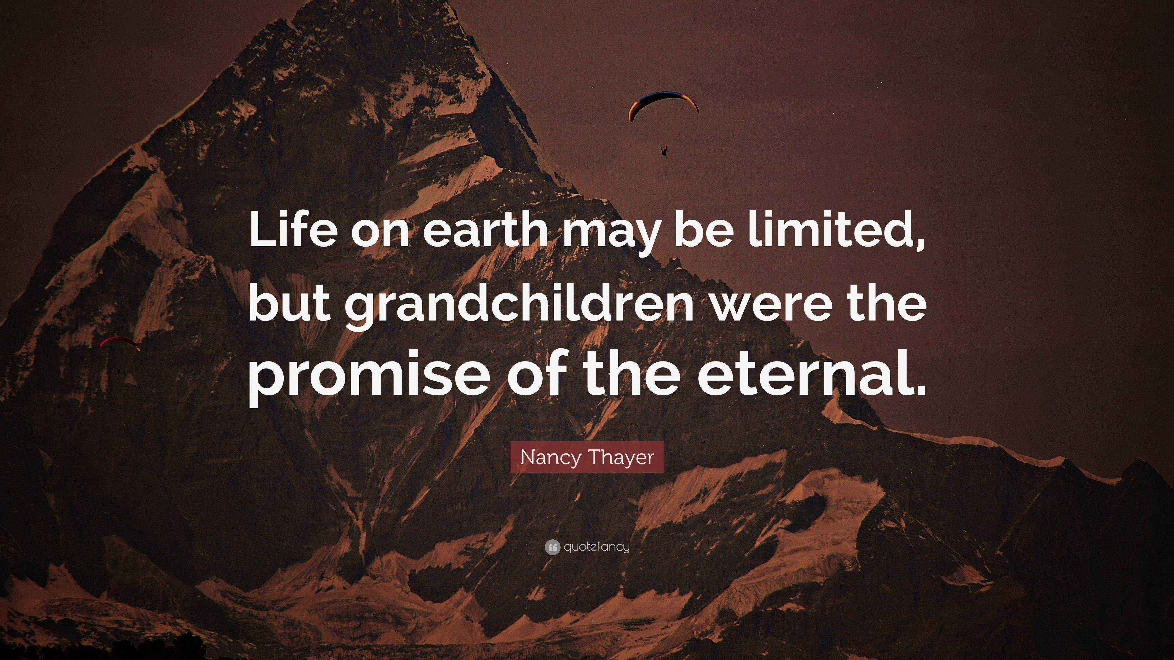 Nancy Thayer Quote: “Life on earth may be limited, but grandchildren ...