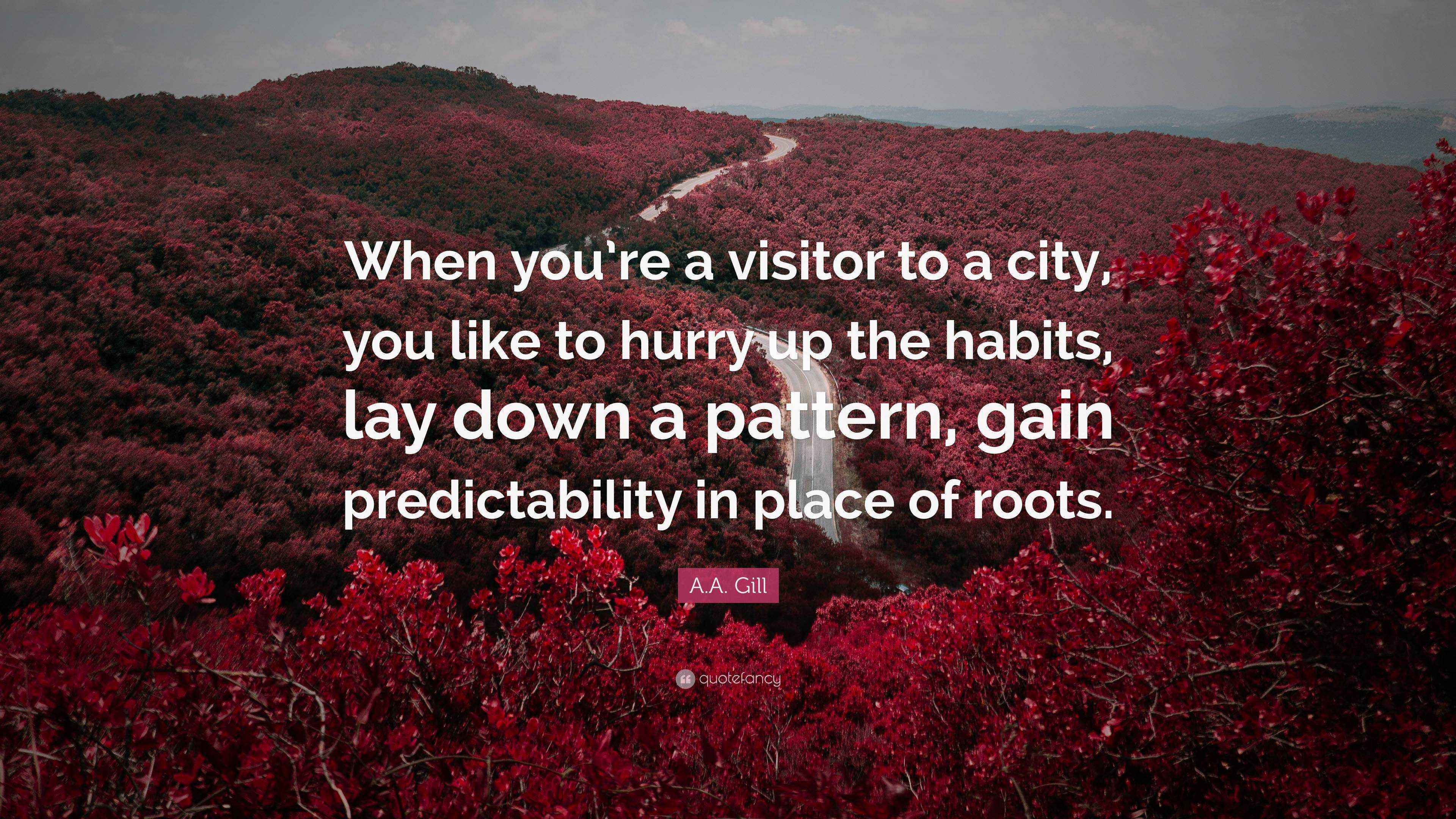 A.A. Gill Quote: “When you’re a visitor to a city, you like to hurry up ...