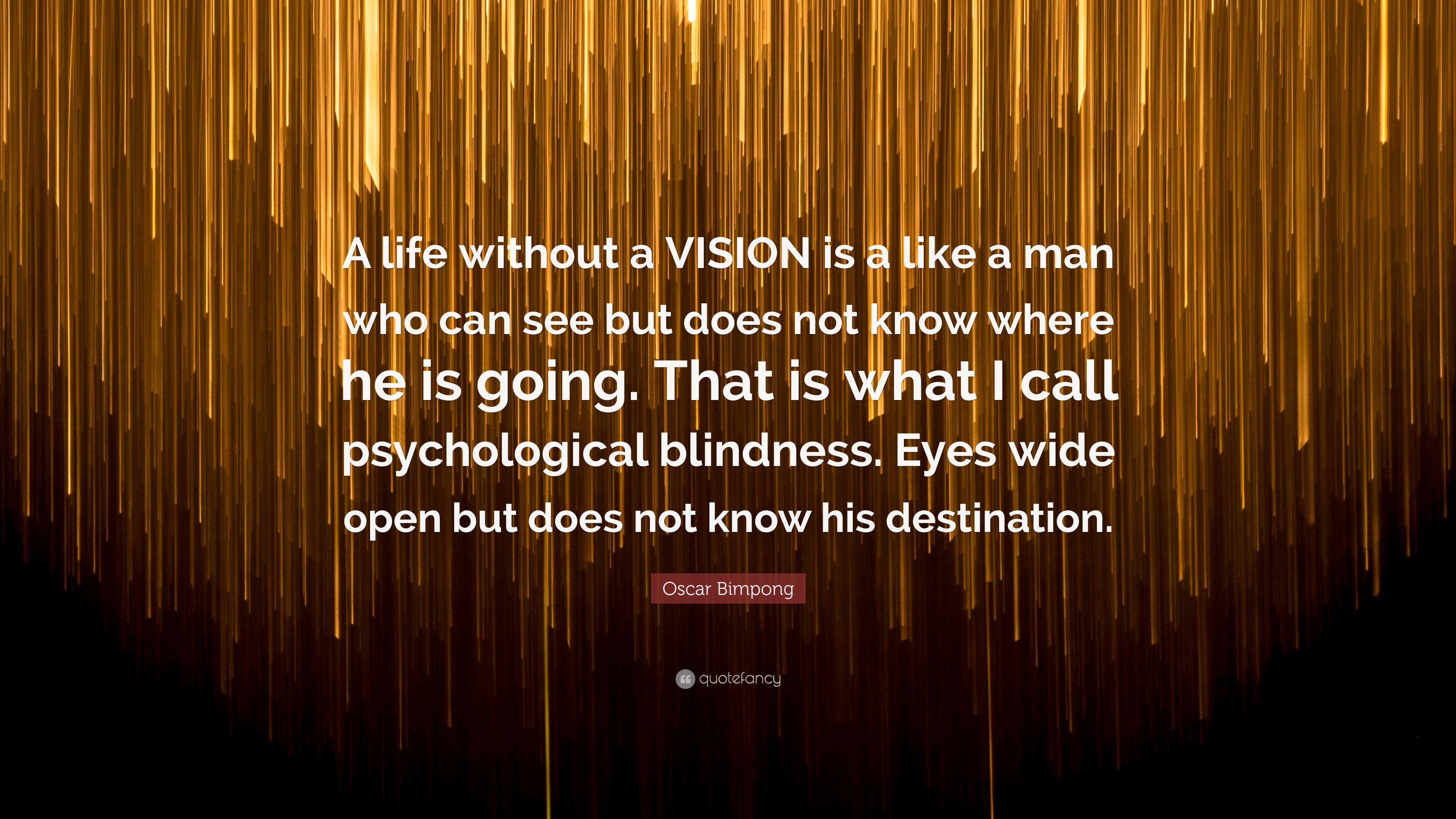 Oscar Bimpong Quote: “A life without a VISION is a like a man who can ...