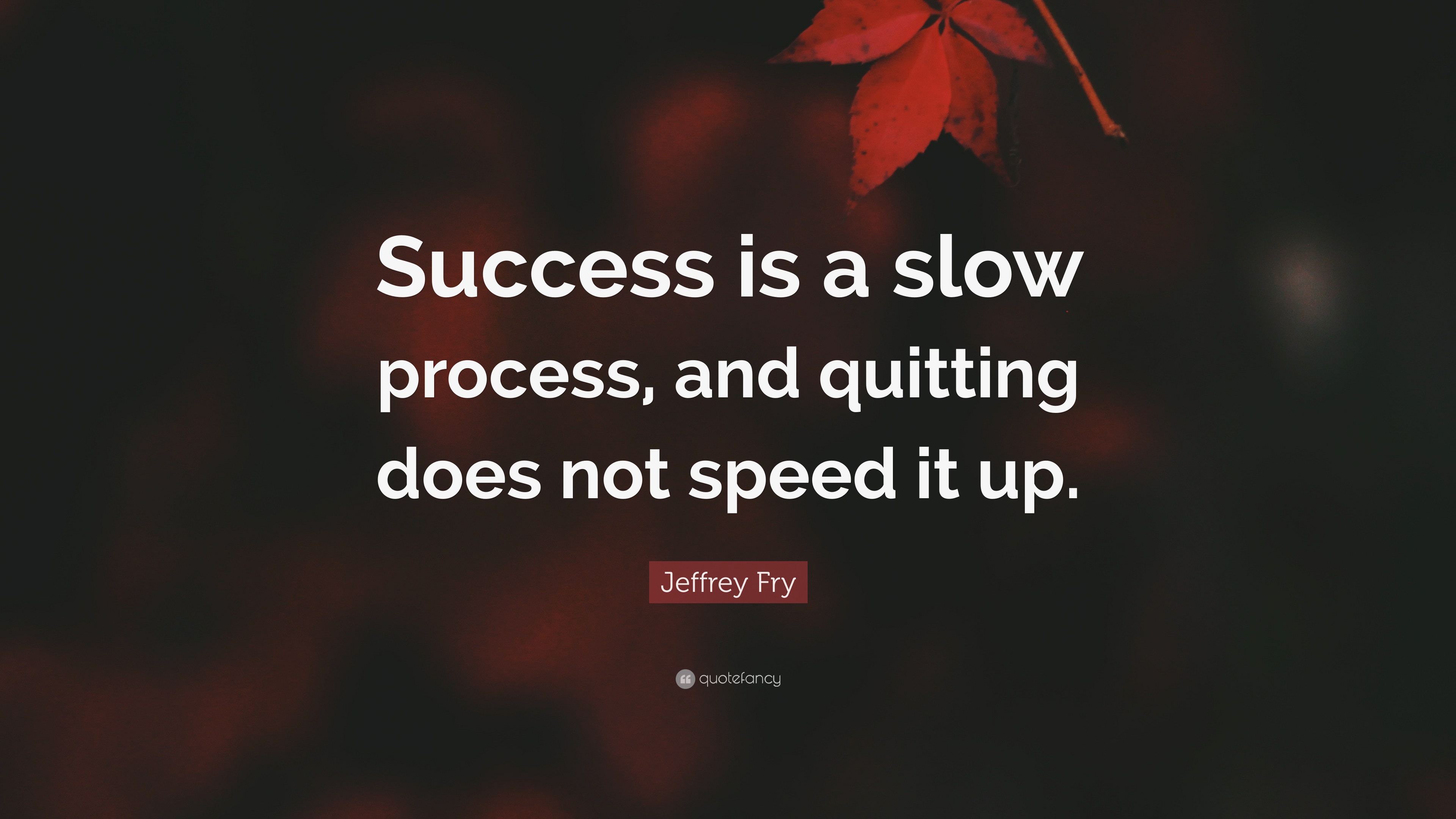 Jeffrey Fry Quote: “Success is a slow process, and quitting does not ...