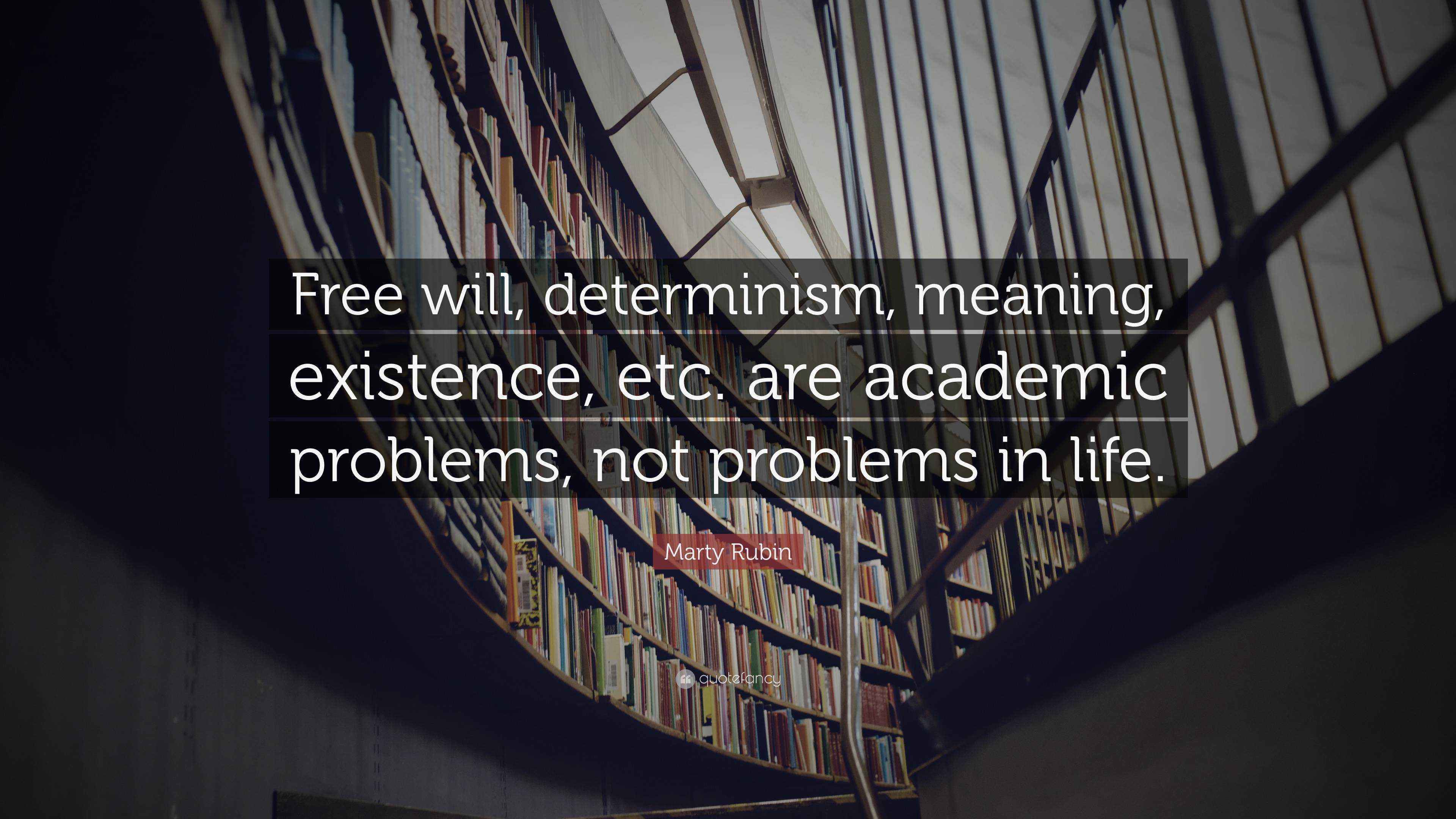 Marty Rubin Quote: “Free will, determinism, meaning, existence, etc ...