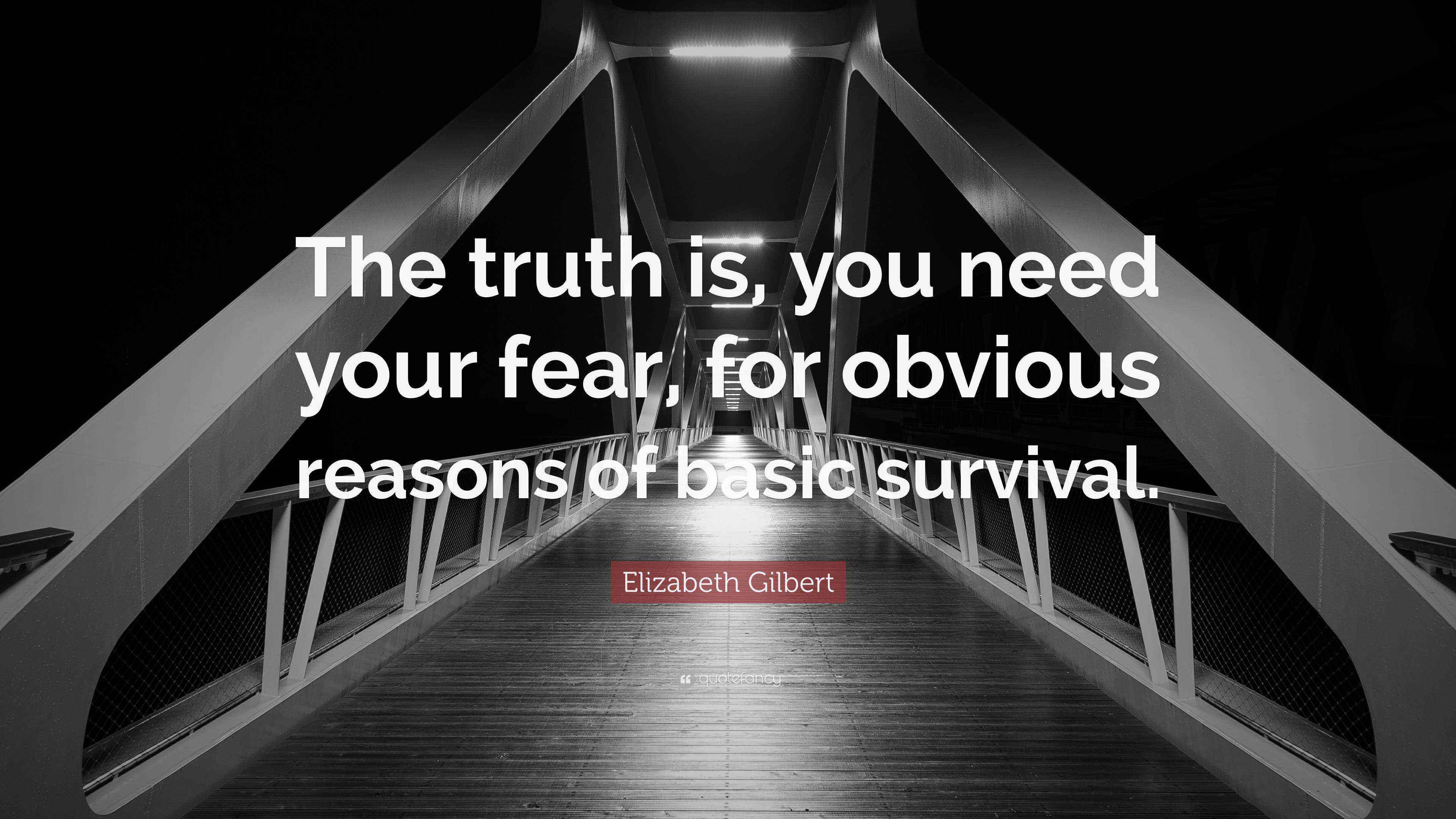 Elizabeth Gilbert Quote: “The truth is, you need your fear, for obvious ...