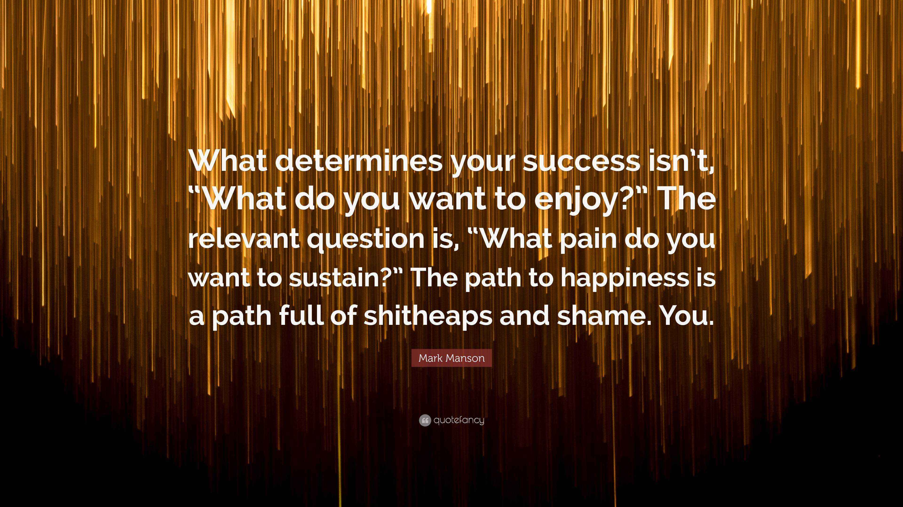 Mark Manson Quote: “What determines your success isn’t, “What do you ...