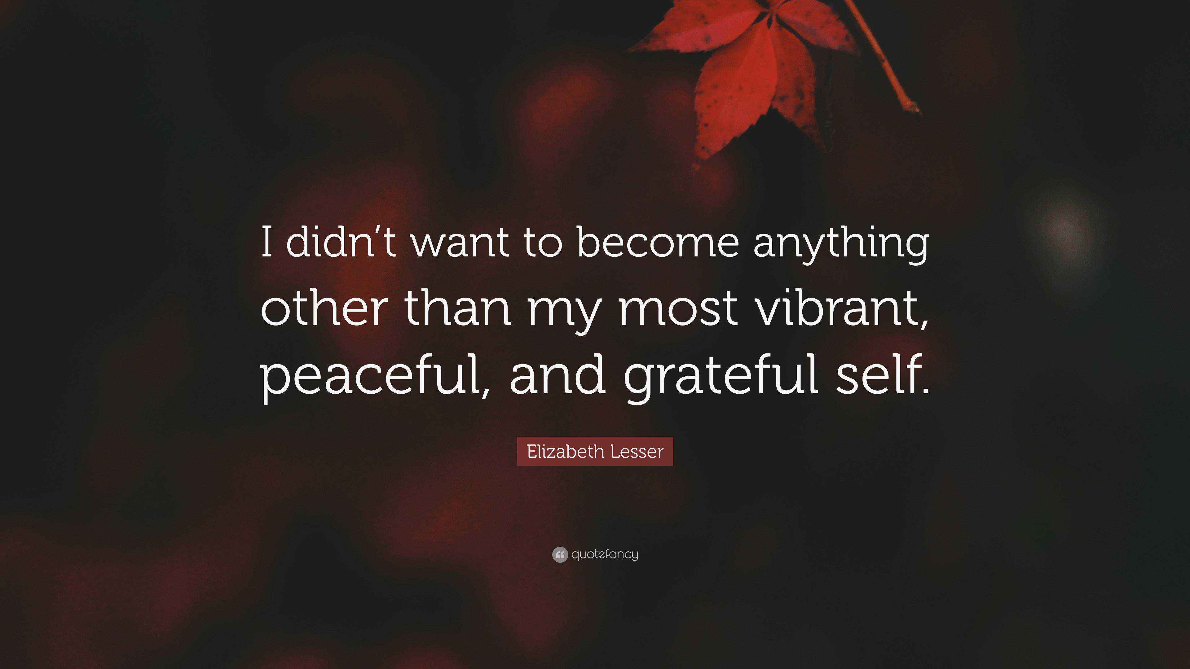 Elizabeth Lesser Quote: “I didn’t want to become anything other than my ...