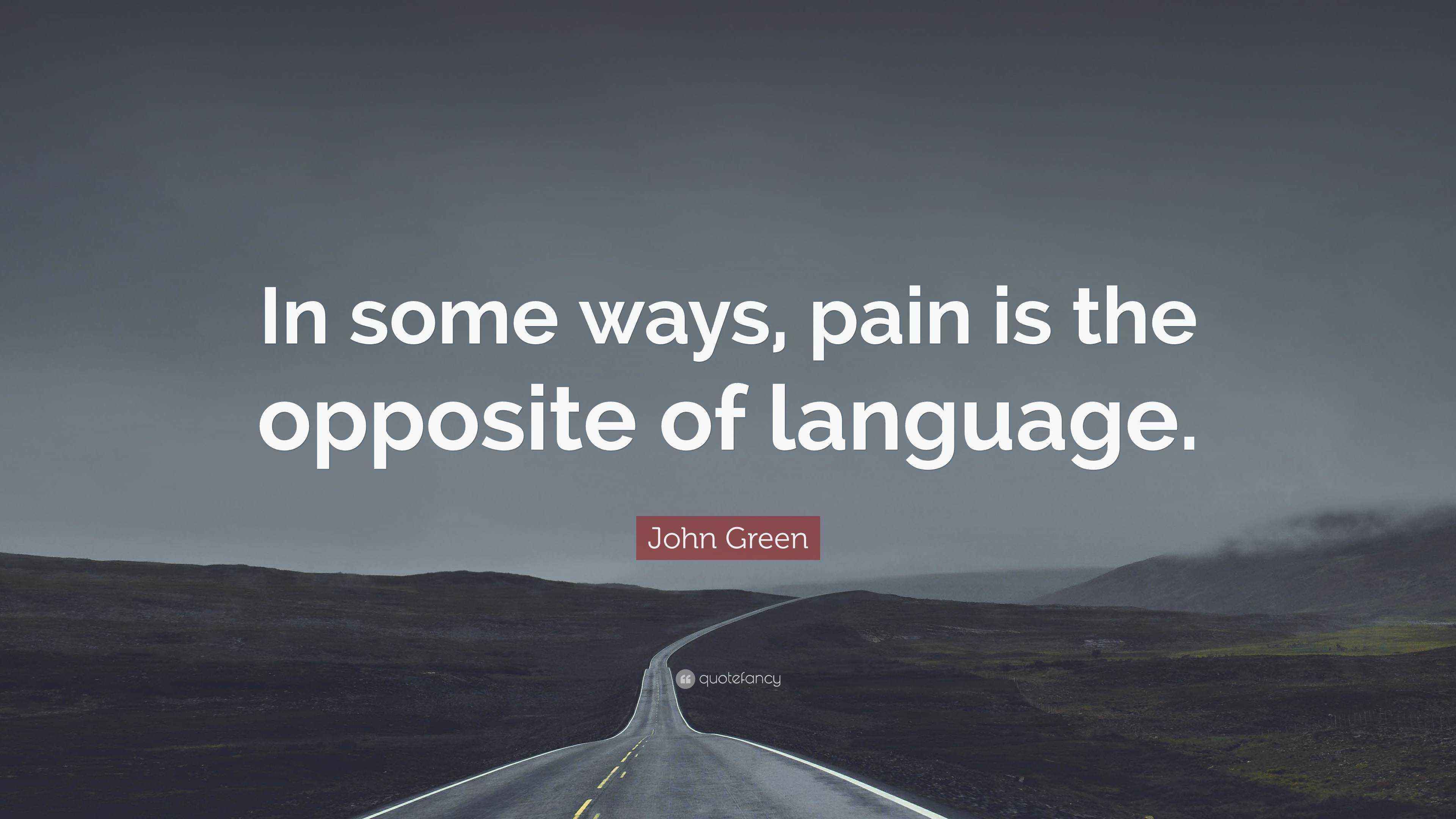 John Green Quote: “In some ways, pain is the opposite of language.”