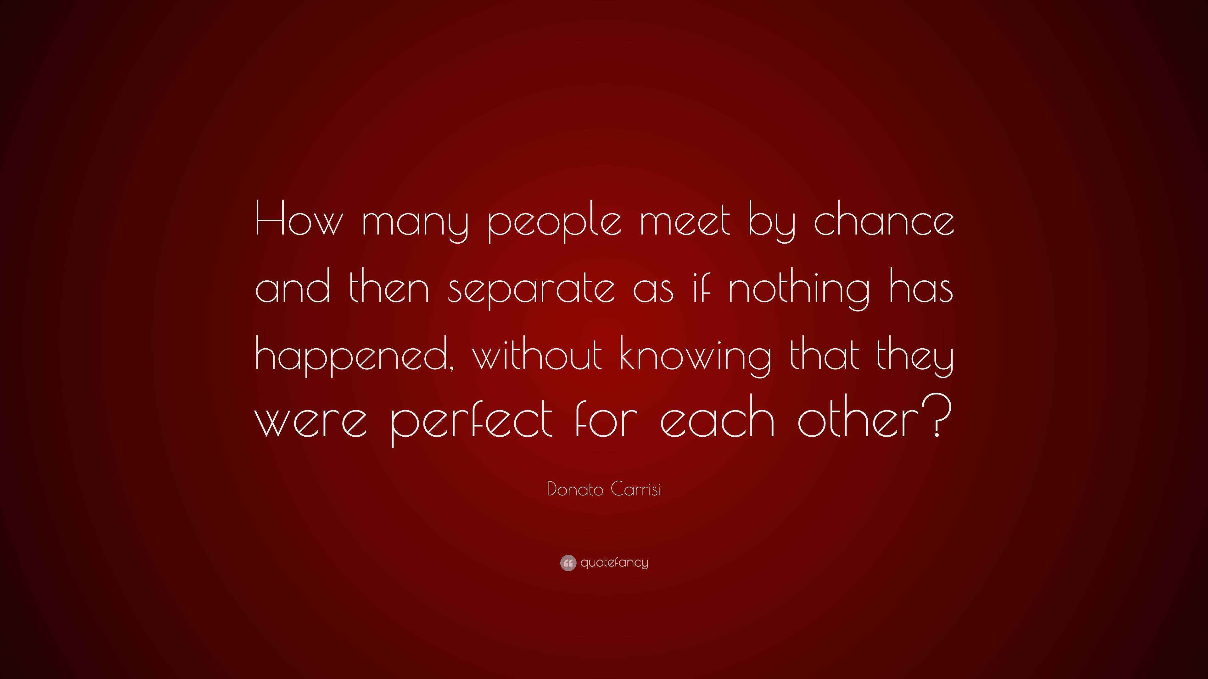 Donato Carrisi Quote: “How many people meet by chance and then separate ...