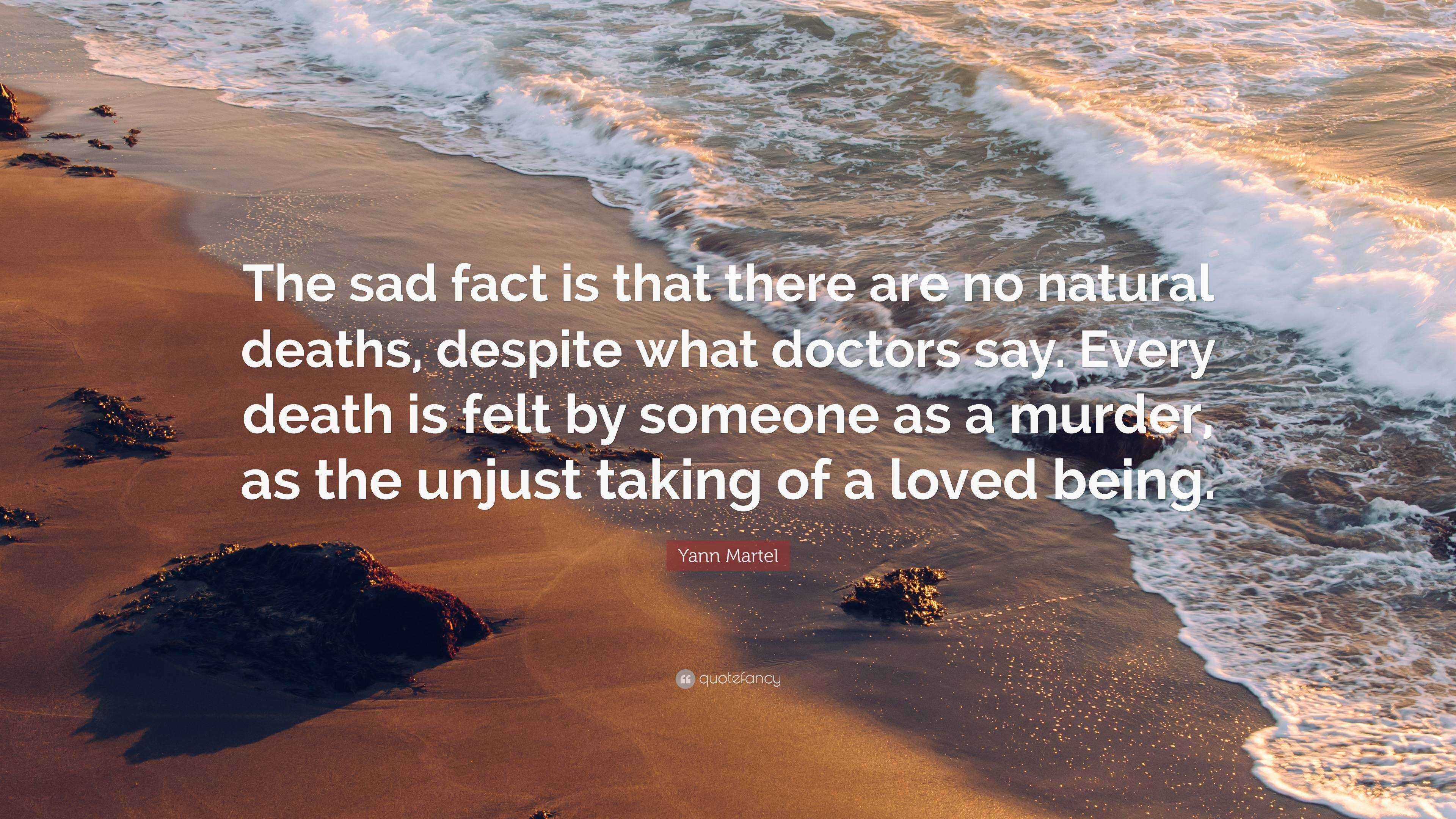 Yann Martel Quote: “The sad fact is that there are no natural deaths ...