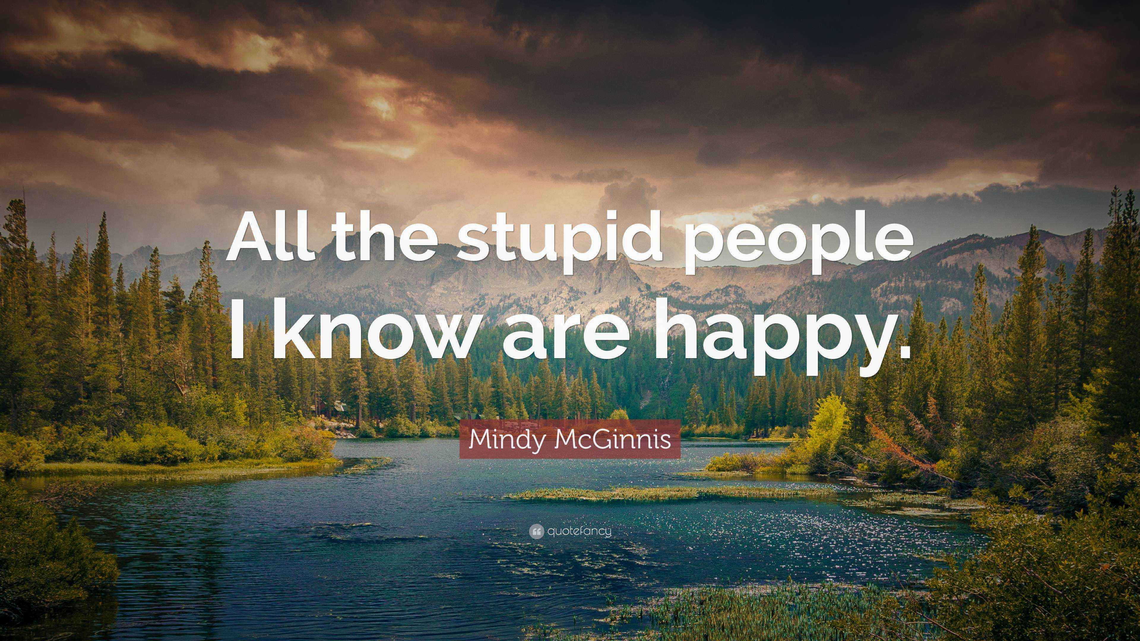 Mindy McGinnis Quote: “All the stupid people I know are happy.”