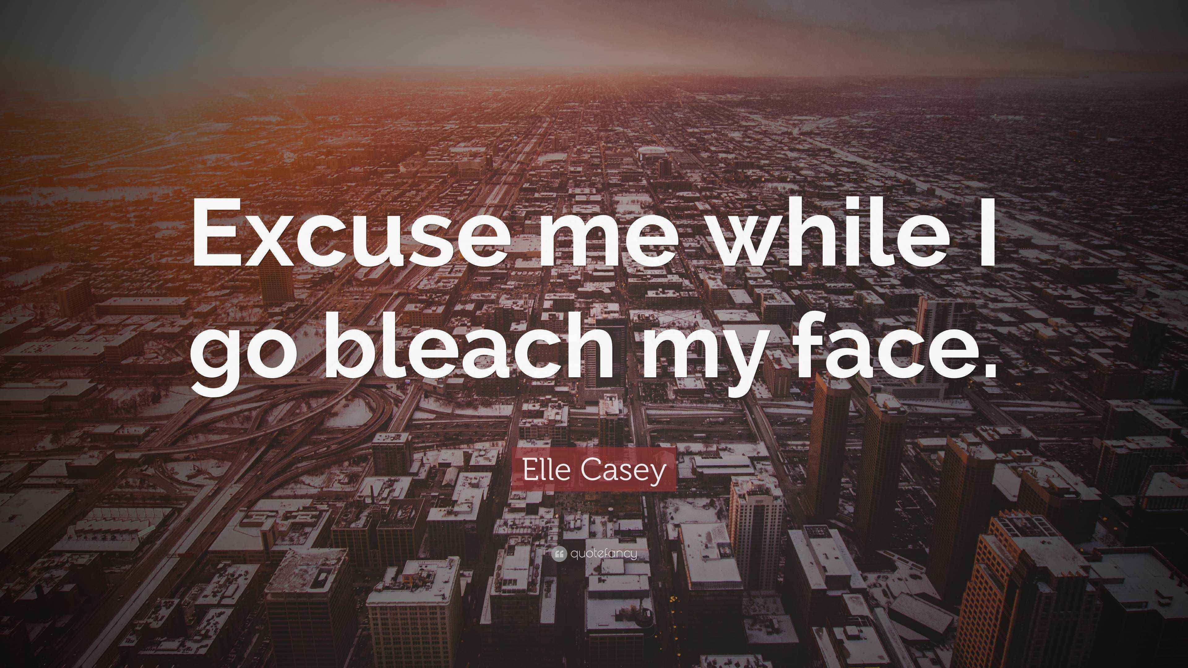 Elle Casey Quote: “Excuse me while I go bleach my face.”