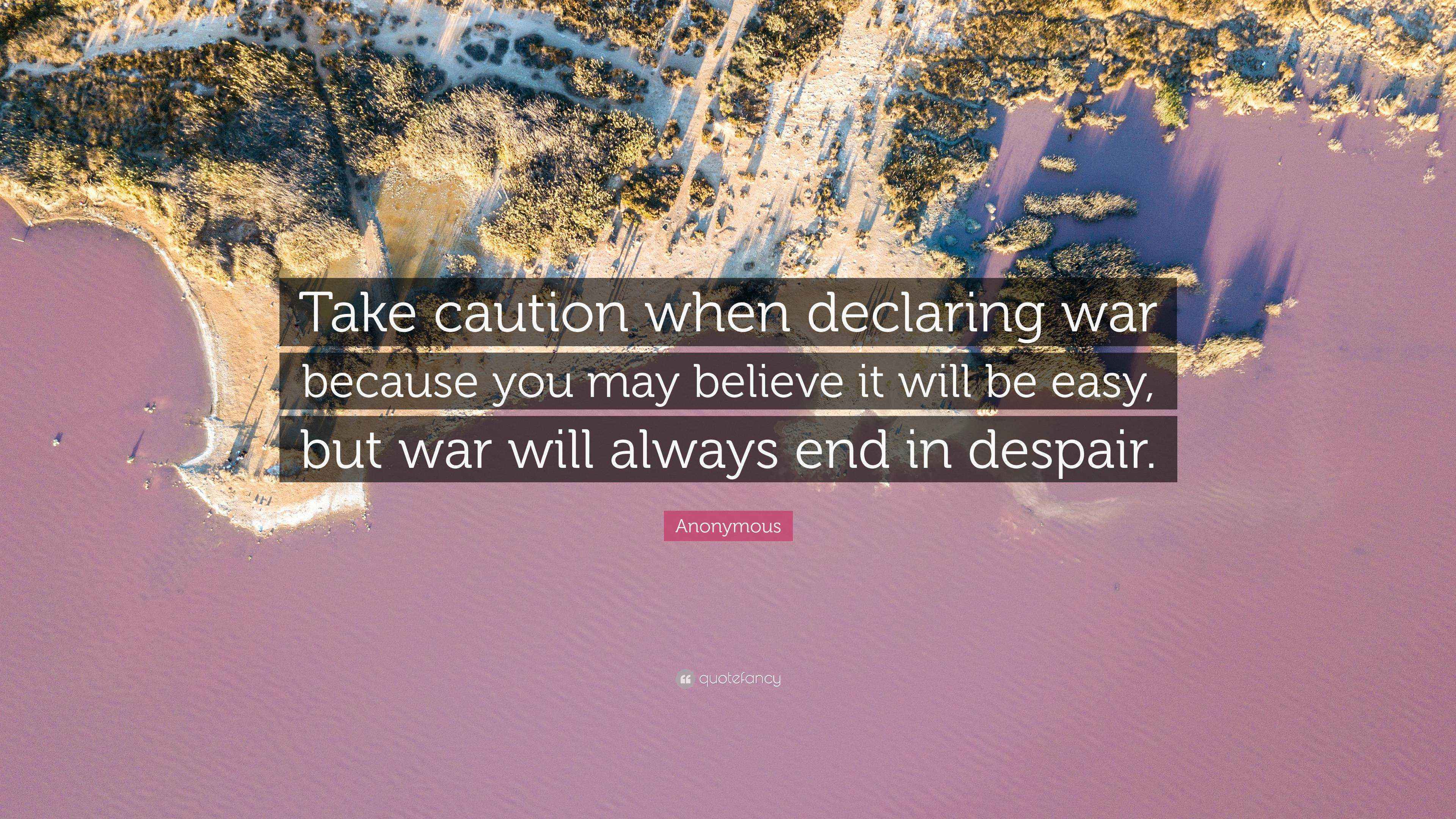 Anonymous Quote: “Take caution when declaring war because you may ...