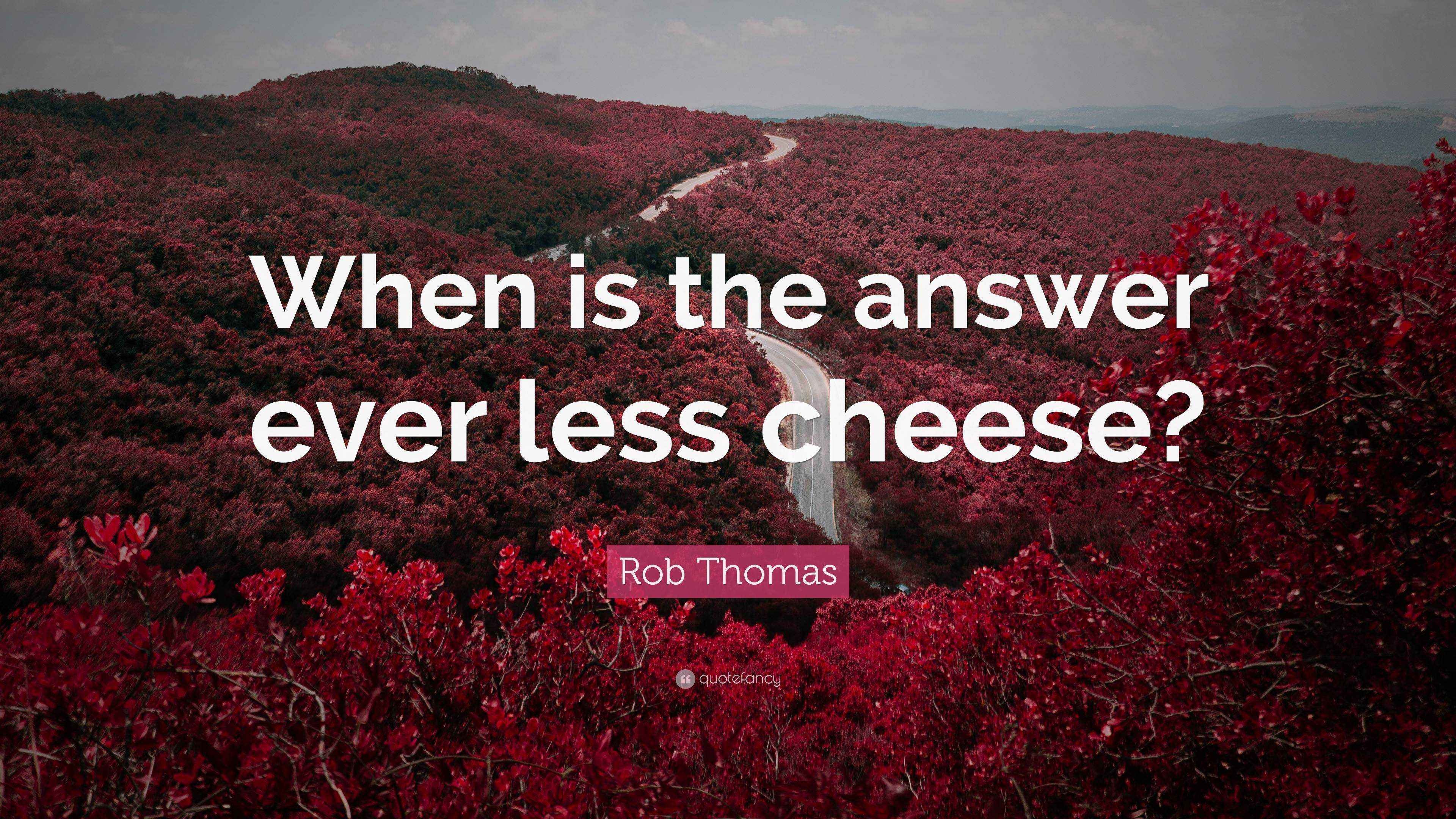 Rob Thomas Quote: “When is the answer ever less cheese?”