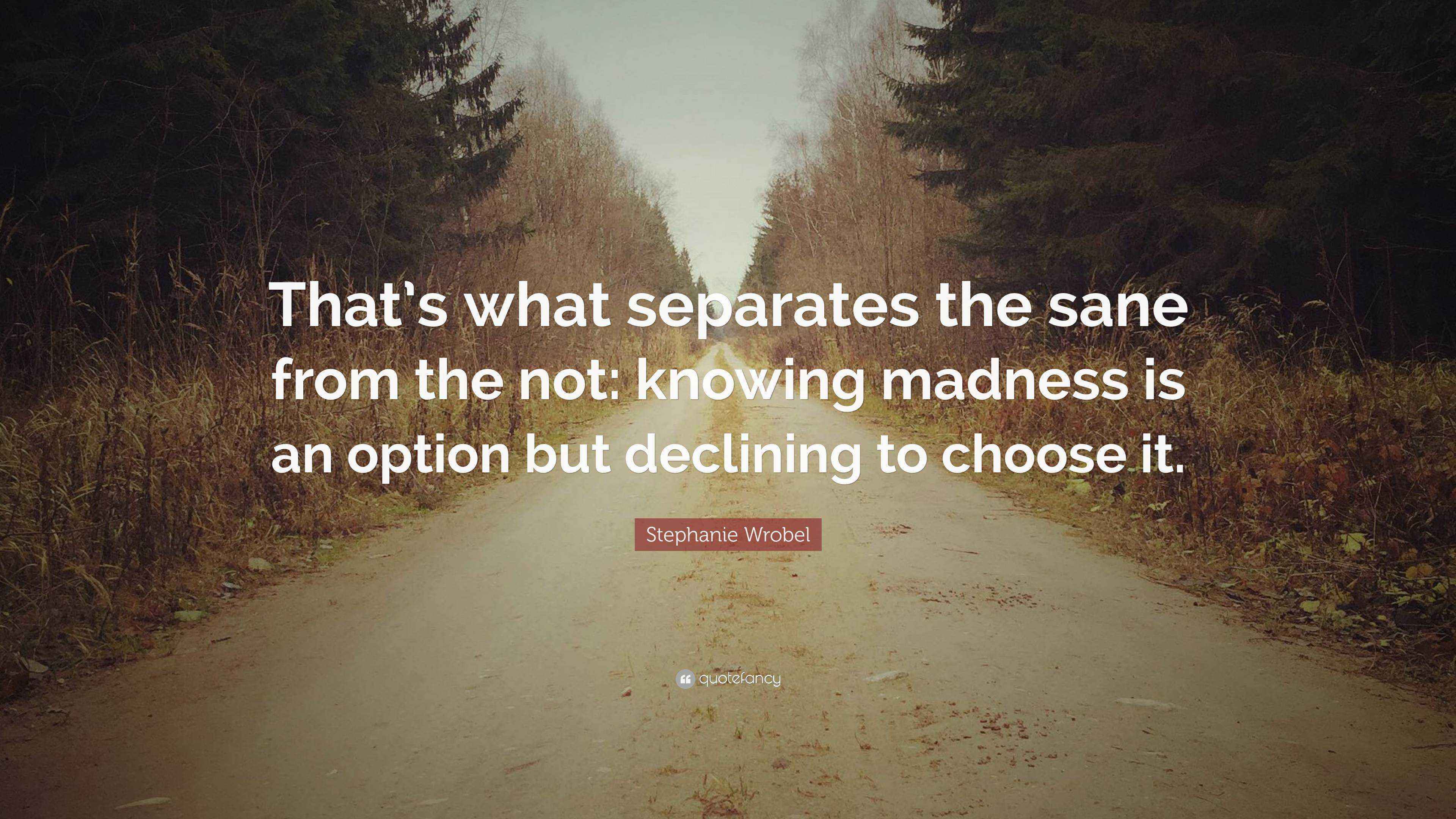 Stephanie Wrobel Quote: “That’s what separates the sane from the not ...