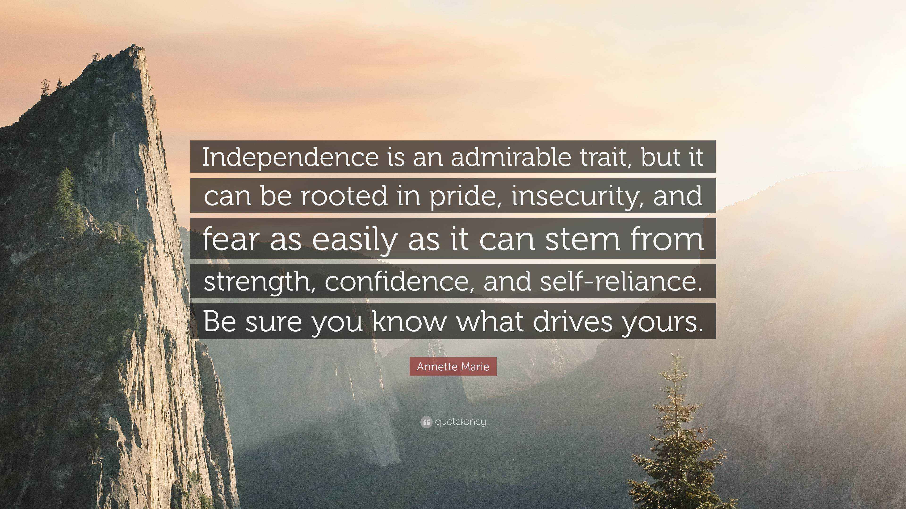 Annette Marie Quote: “Independence is an admirable trait, but it can be ...