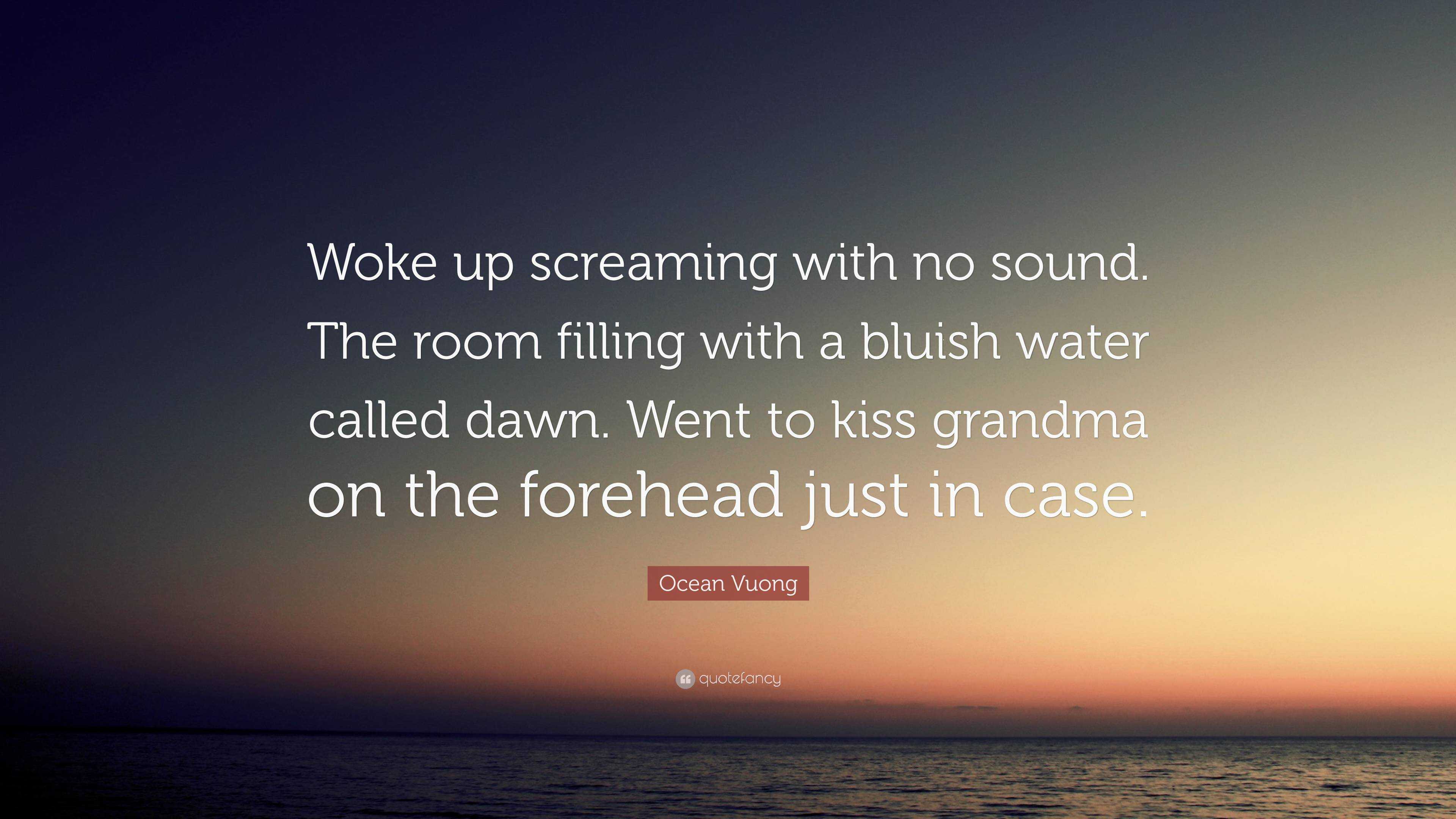 Ocean Vuong Quote: “Woke up screaming with no sound. The room filling ...