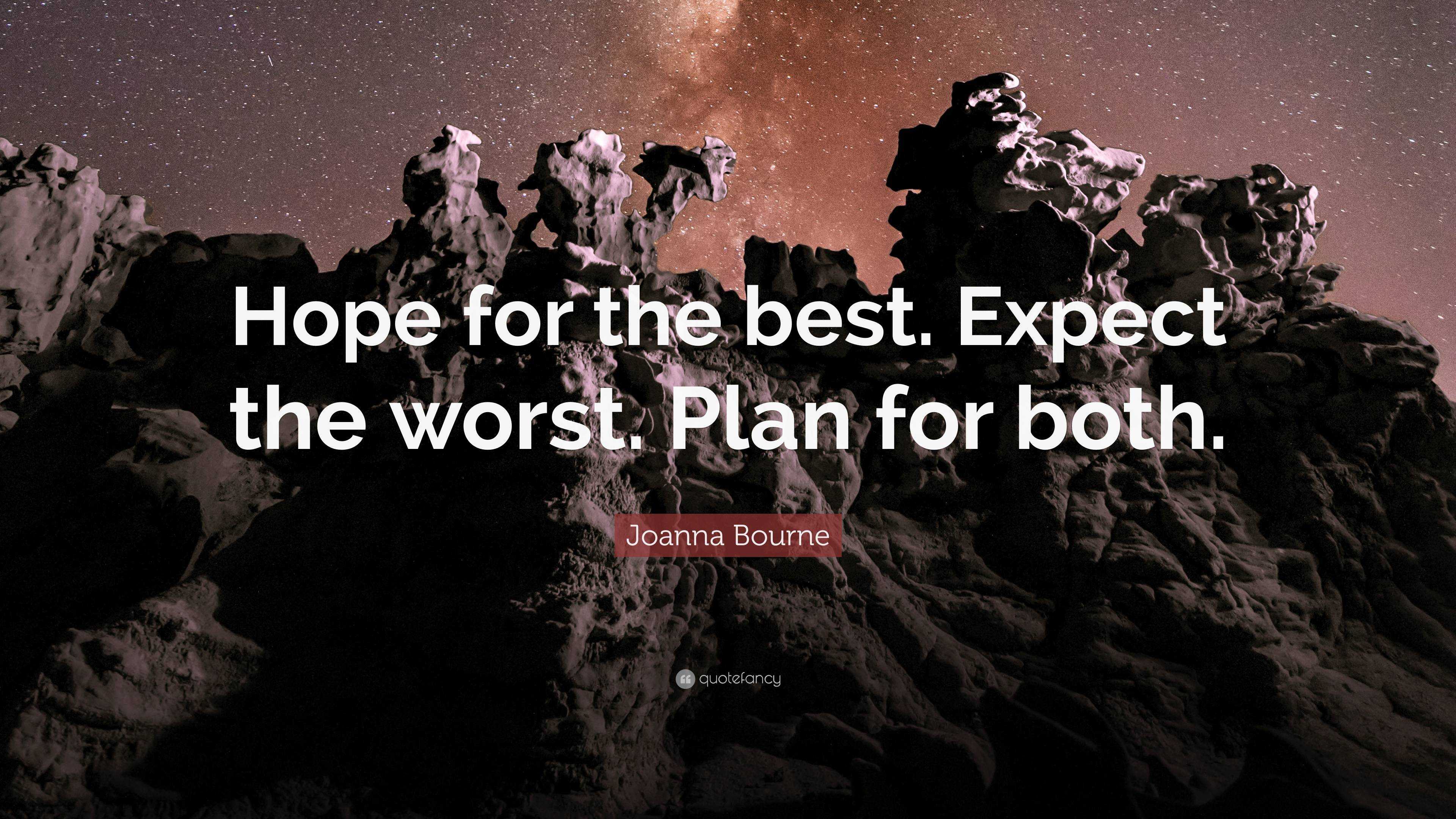 Joanna Bourne Quote: “Hope for the best. Expect the worst. Plan for both.”