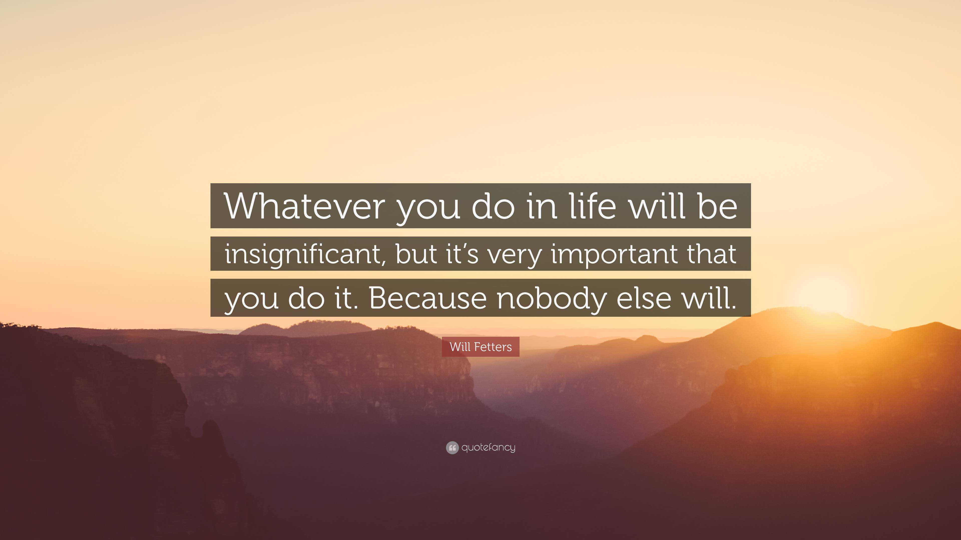 Will Fetters Quote: “Whatever you do in life will be insignificant, but ...
