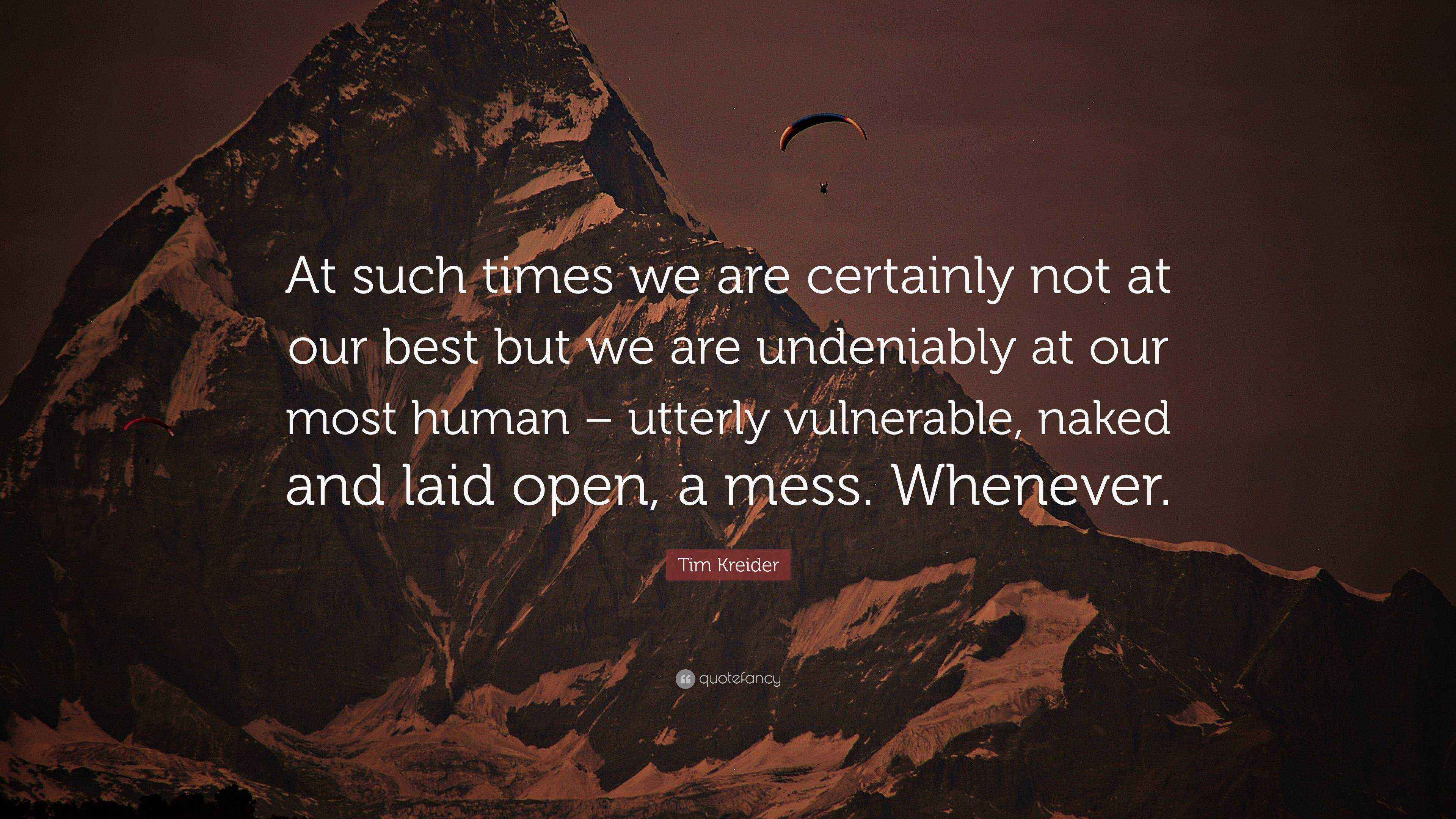 Tim Kreider Quote: “At such times we are certainly not at our best but ...